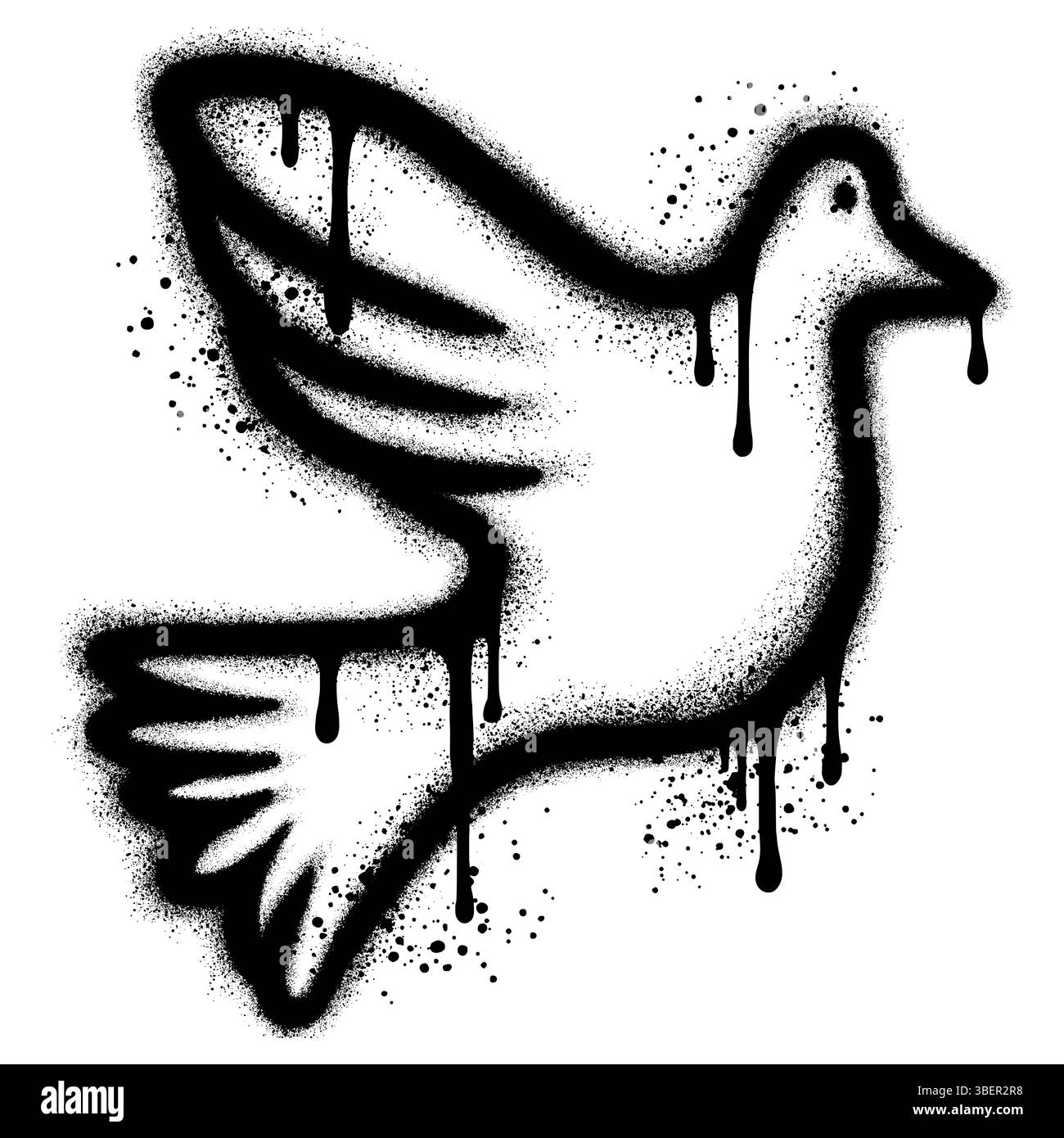 Spray graffiti bird symbol isolated on White background Stock Vector ...
