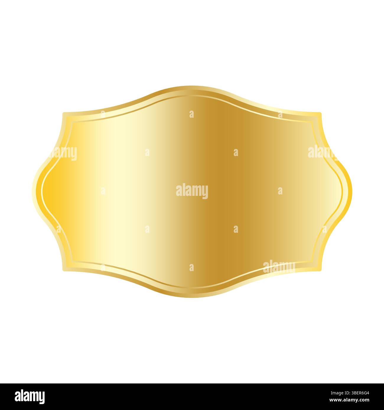 Gold frame label. Vector elegant shape. Glossy curved contour. Smooth ...