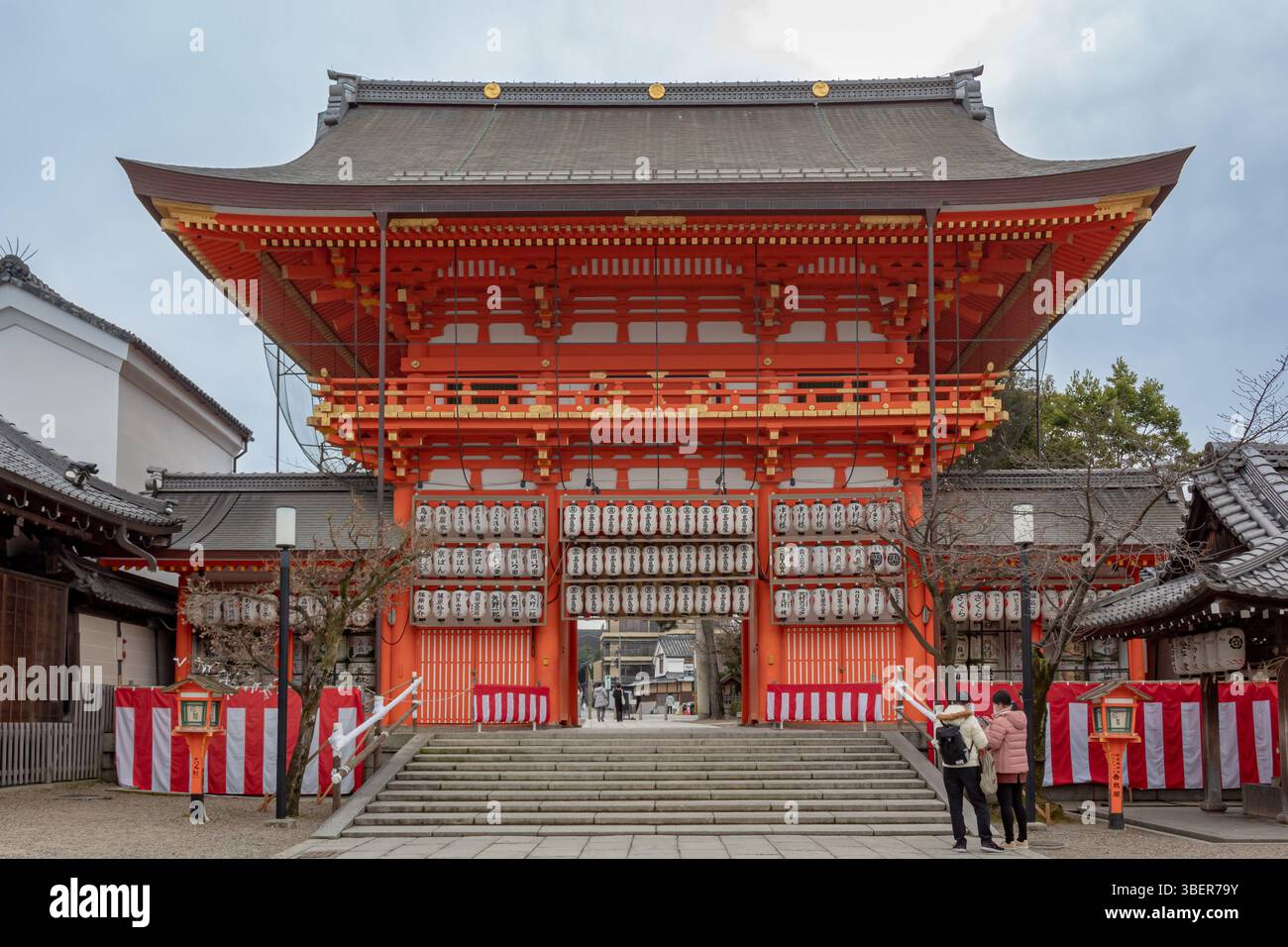 Yasaka Shrine orange traditional shinto temple building located in ...