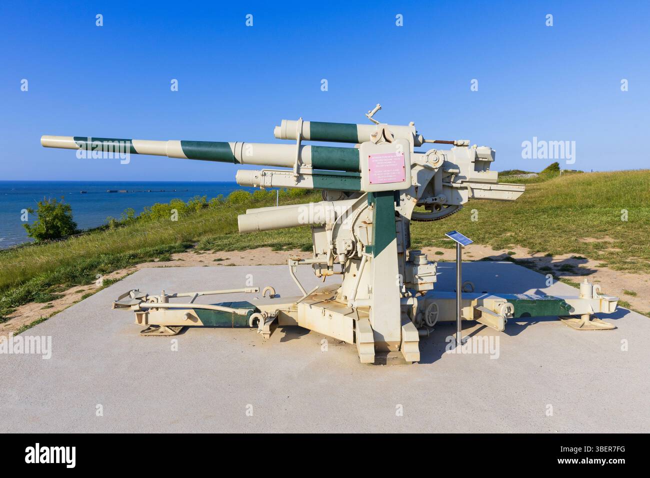 The 8.8 cm Flak, a German 88 mm anti-aircraft and anti-tank artillery gun at the D-Day 75 Garden ...