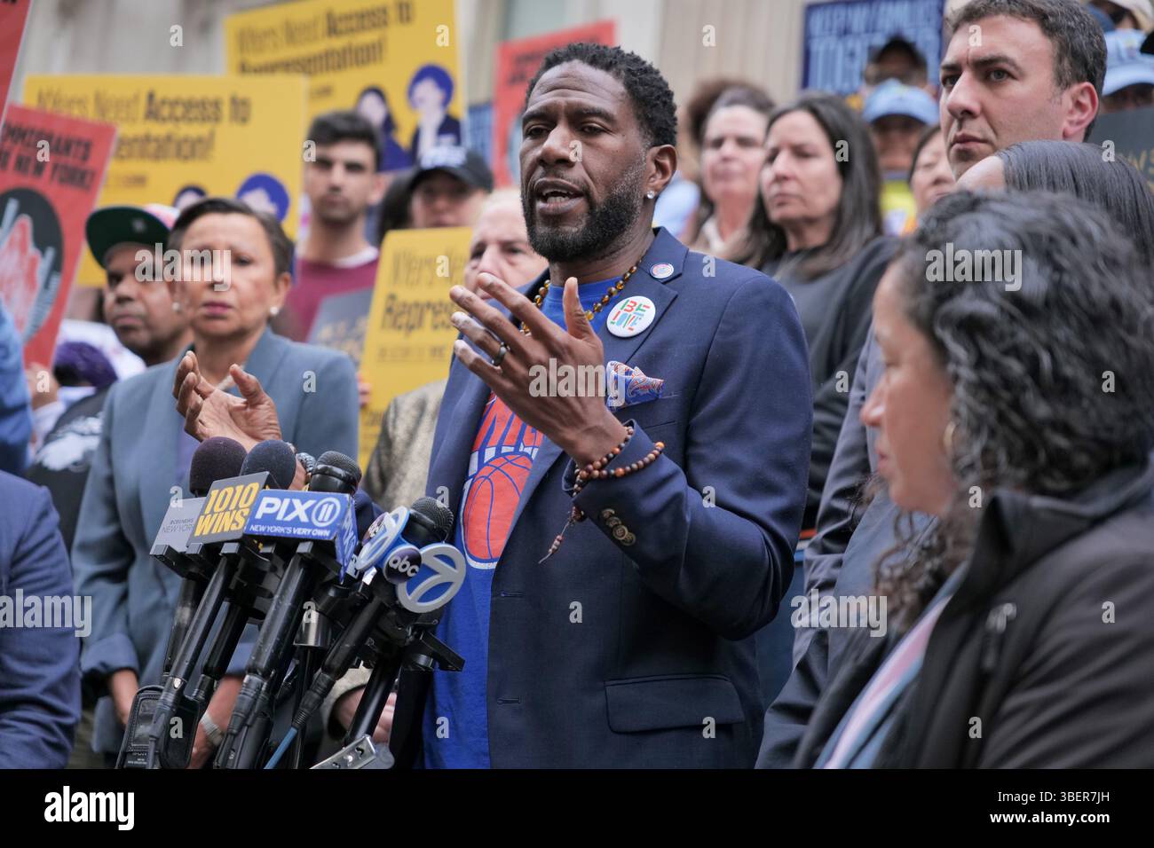 New York, New York, USA. 29th May, 2025. NYC Public Advocate Jumaane Williams speaking at the ...