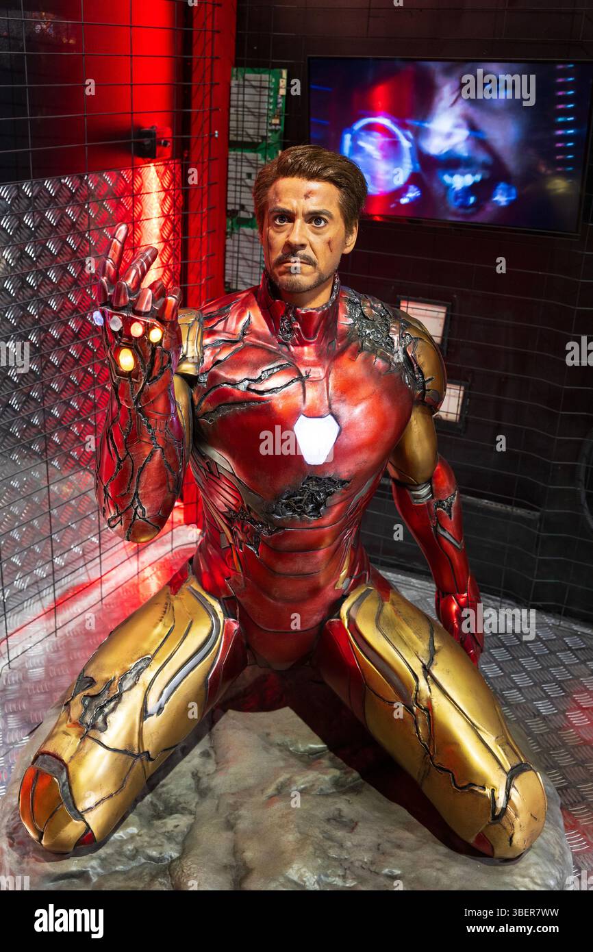 Wax statue of the American actor Robert Downey Jr. (1965) as Iron Man ...