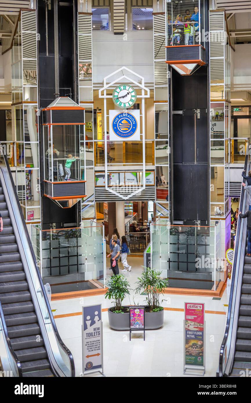 Inside the Pentagon Shopping Centre, Chatham, main atrium public space ...