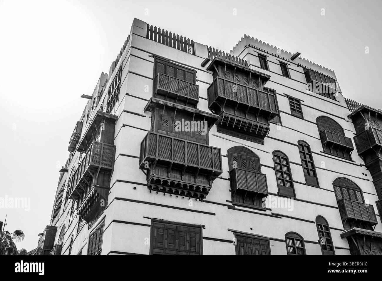Traditional architecture of old Jeddah town El Balad district houses ...