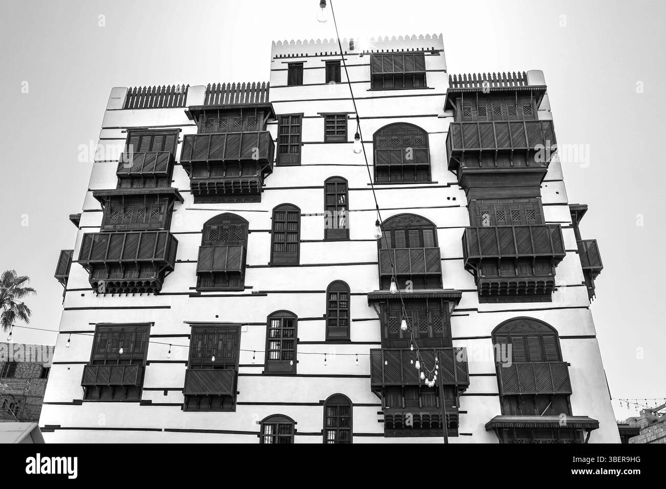 Traditional architecture of old Jeddah town El Balad district houses ...
