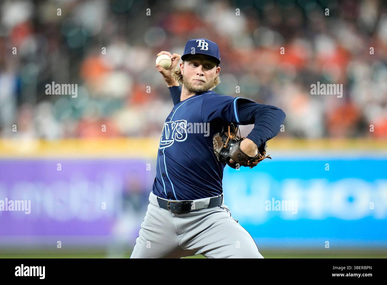 Tampa Bay Rays starting pitcher Shane Baz (11) pitches to Houston ...