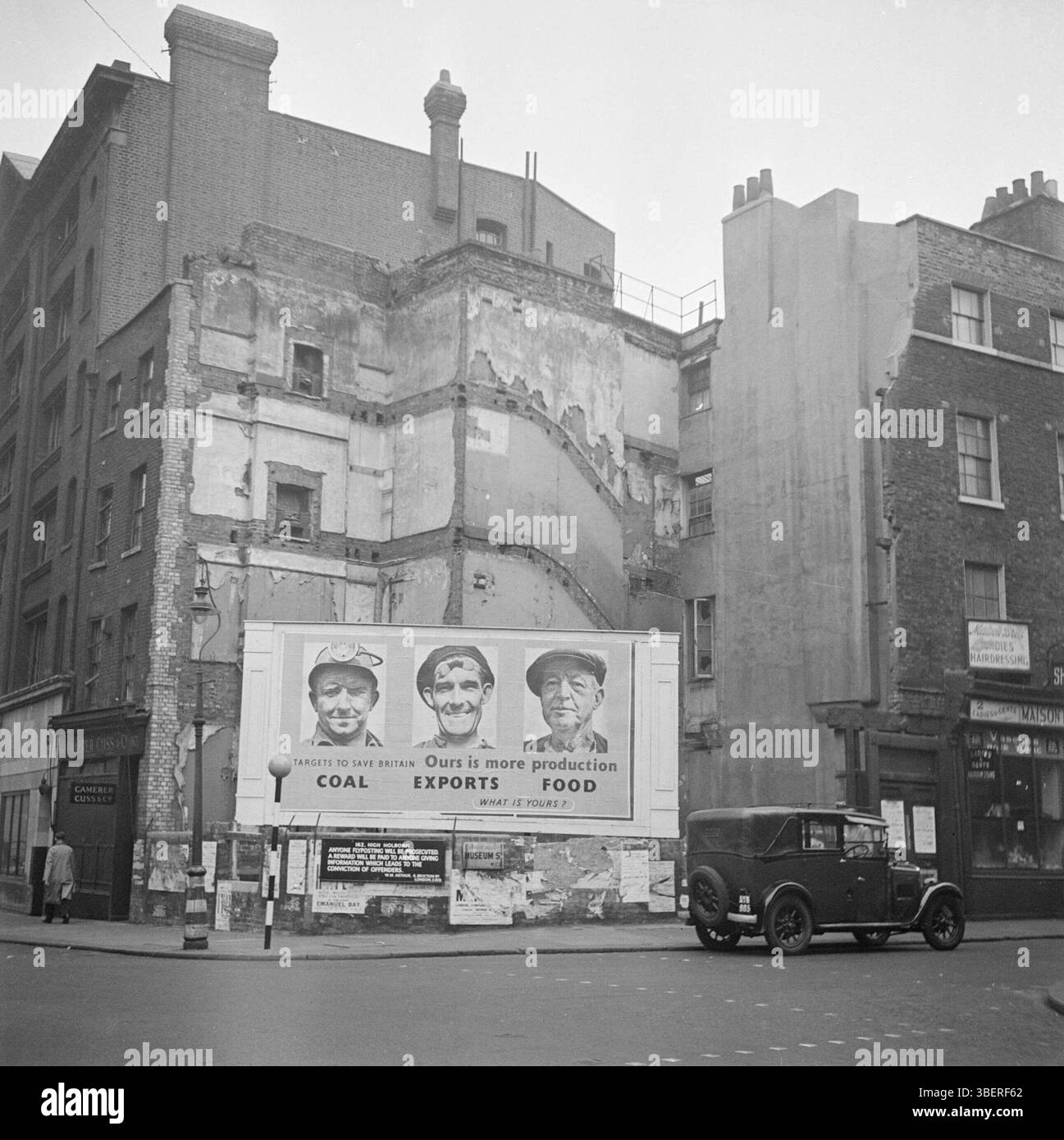 1940s London: Poster Billboard calling for more coal production, circa ...