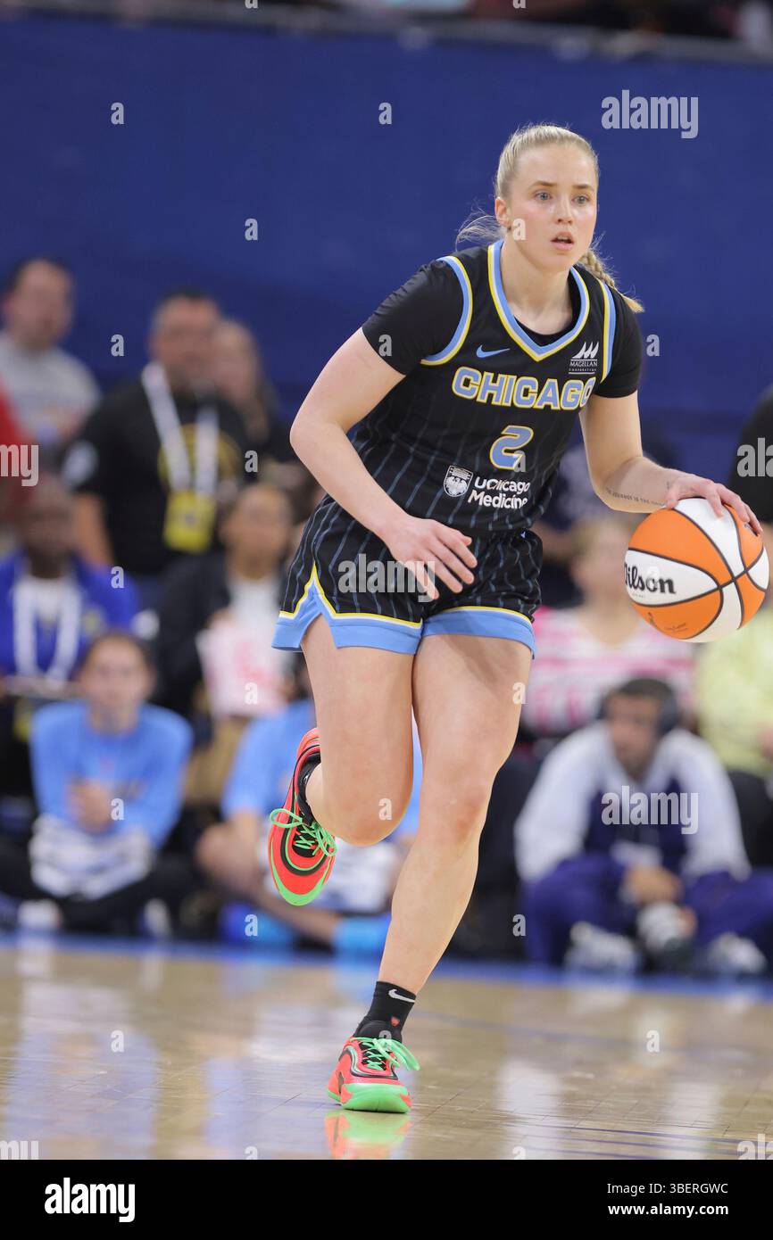 CHICAGO, IL - MAY 29: Hailey Van Lith #2 of the Chicago Sky brings the ...