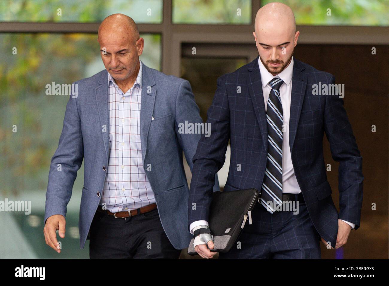 Melbourne, Australia. 30th May, 2025. Con Ioannidis (left) departs from ...