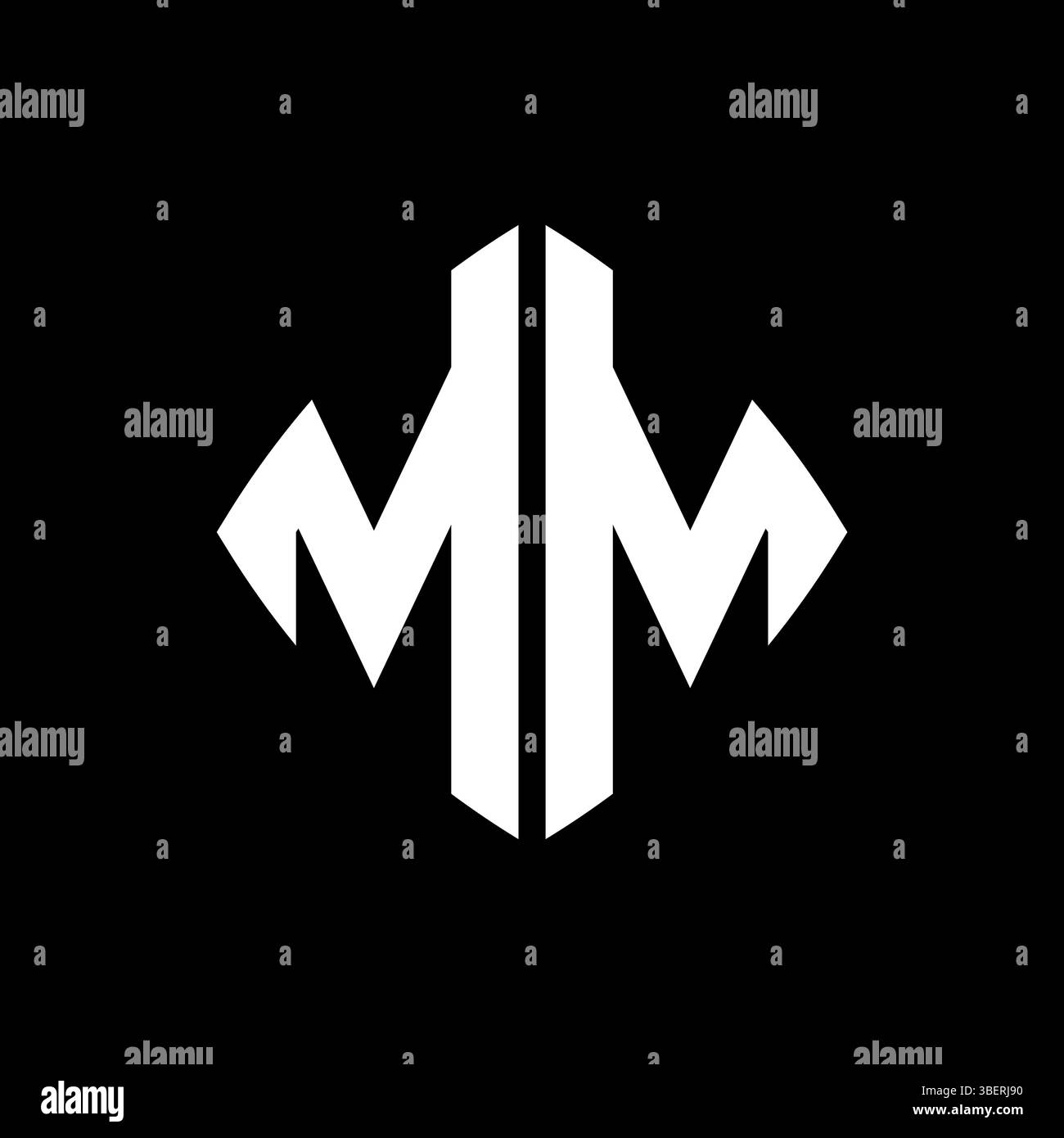 MM Logo initial monogram with geometric modern rectangle rounded style ...