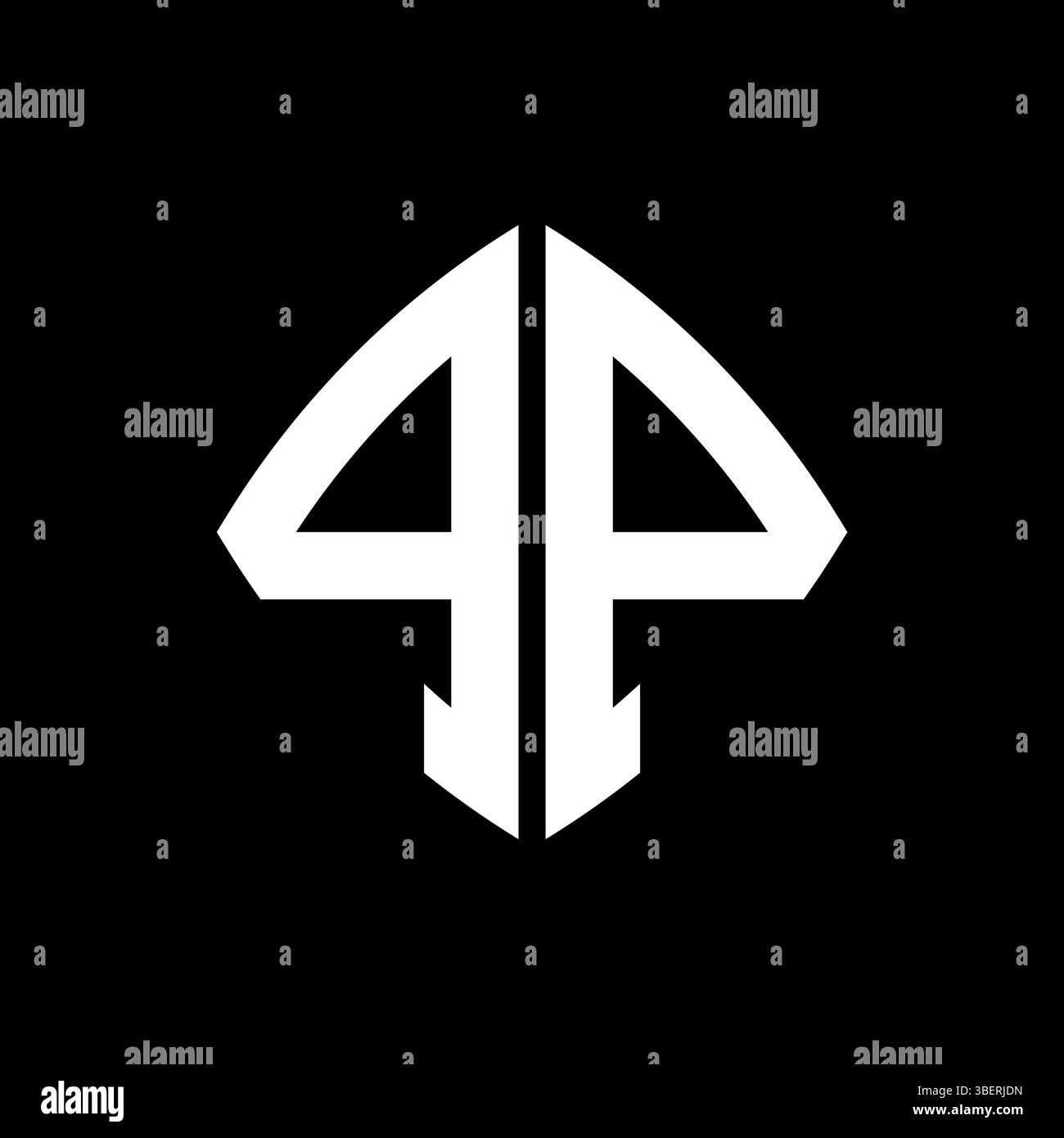PP Logo initial monogram with geometric modern rectangle rounded style ...