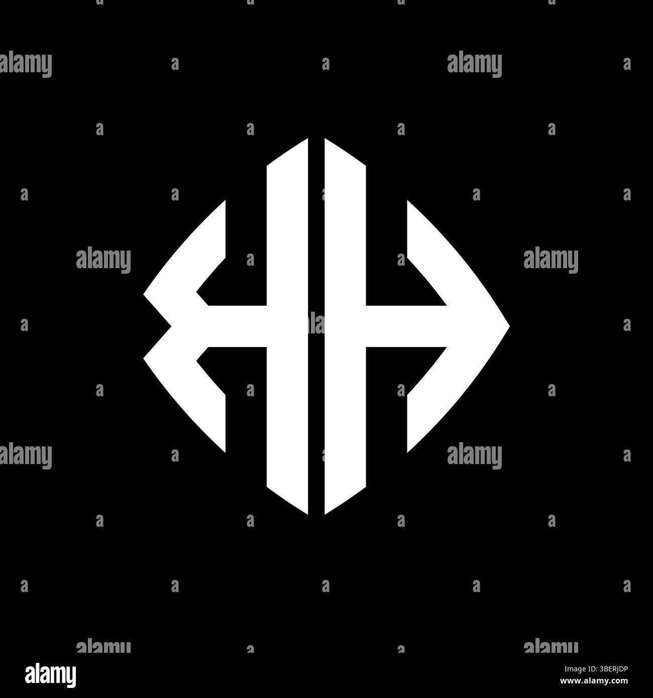 KH Logo initial monogram with geometric modern rectangle rounded style ...