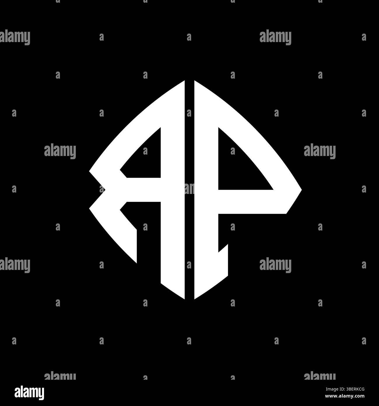 RP Logo initial monogram with geometric modern rectangle rounded style ...