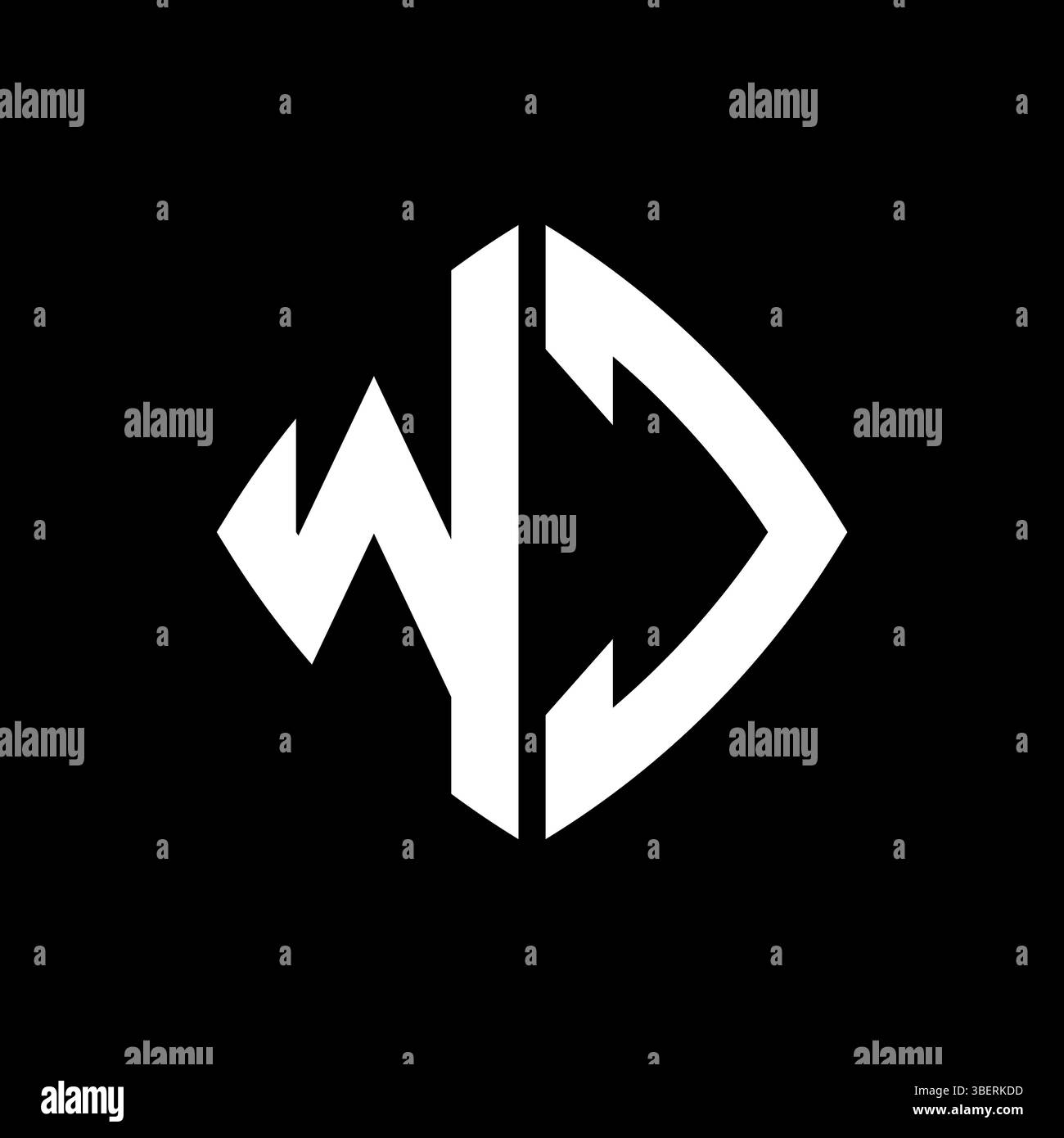 WC Logo initial monogram with geometric modern rectangle rounded style ...