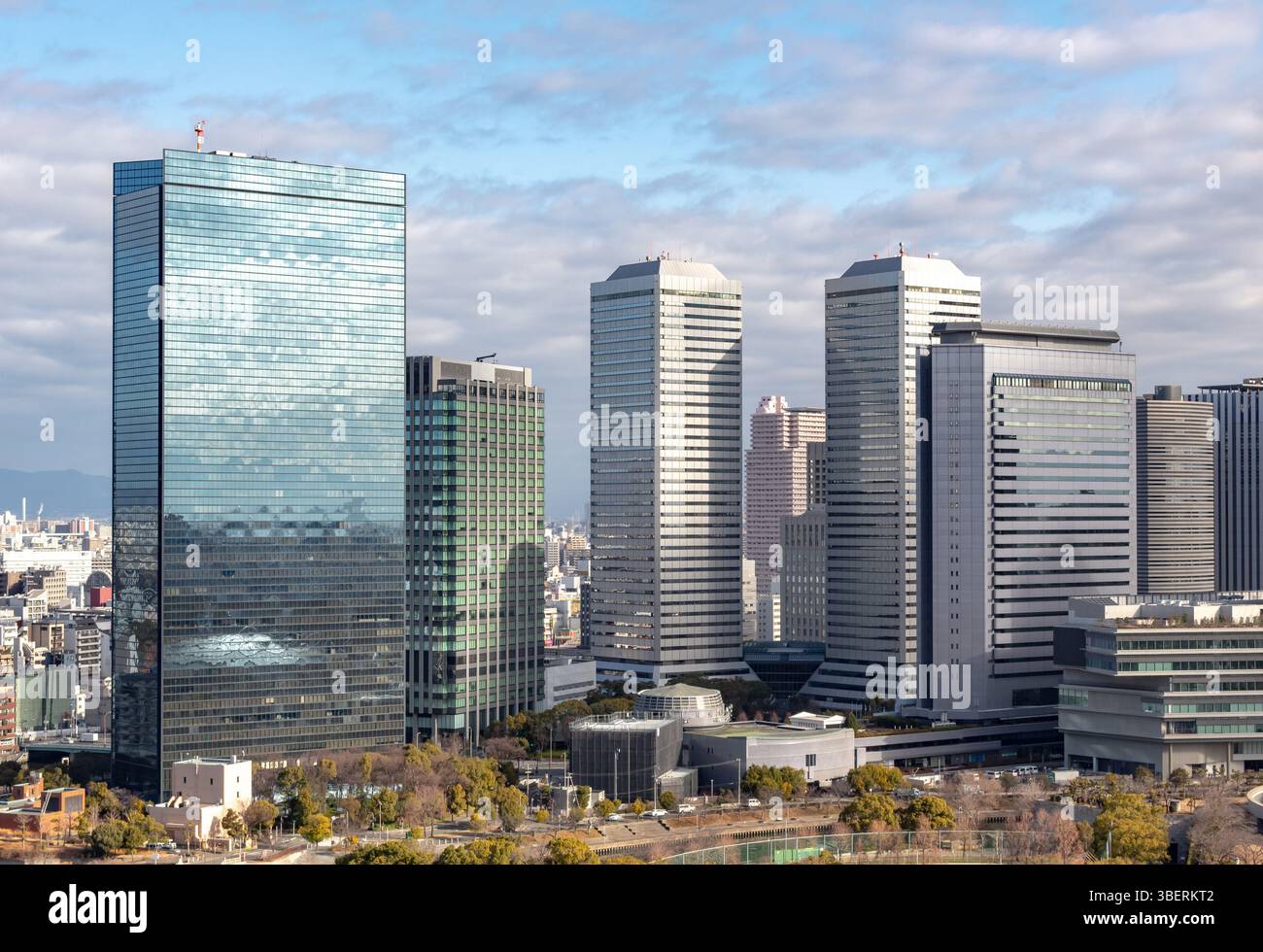 Osaka city skyline builings taken from the viewpoint of the Osaka ...