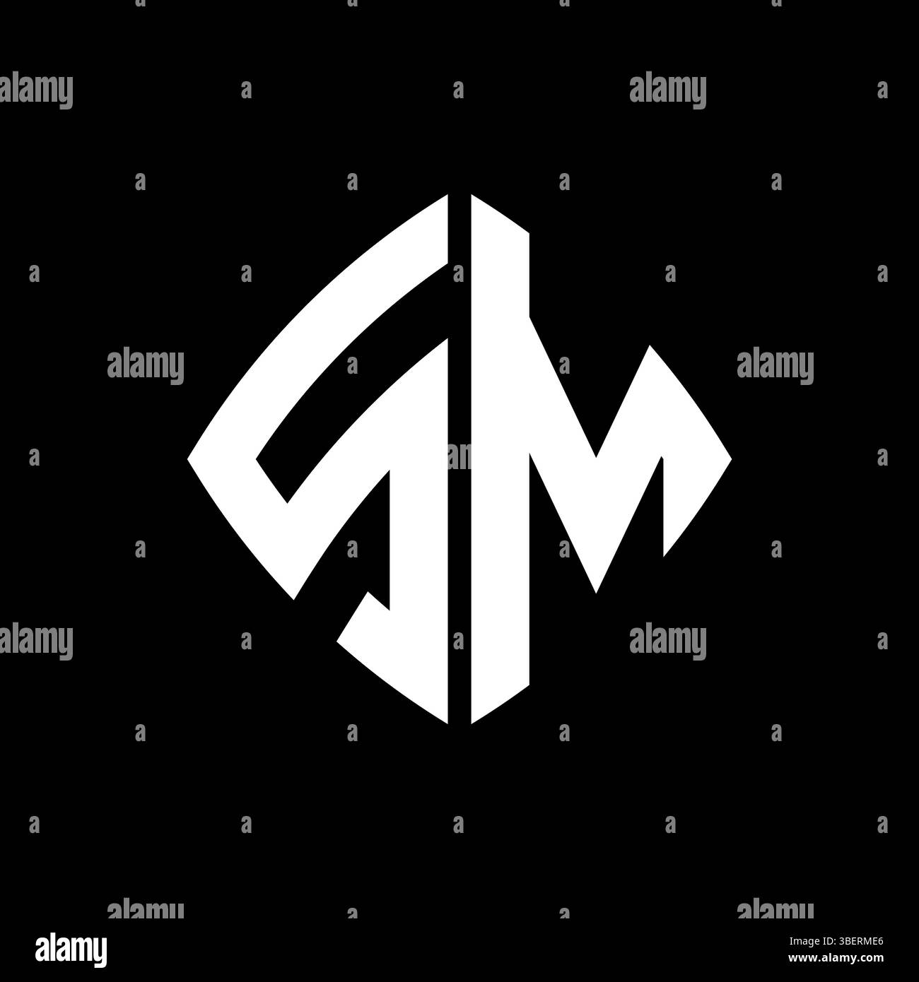 SM Logo initial monogram with geometric modern rectangle rounded style ...
