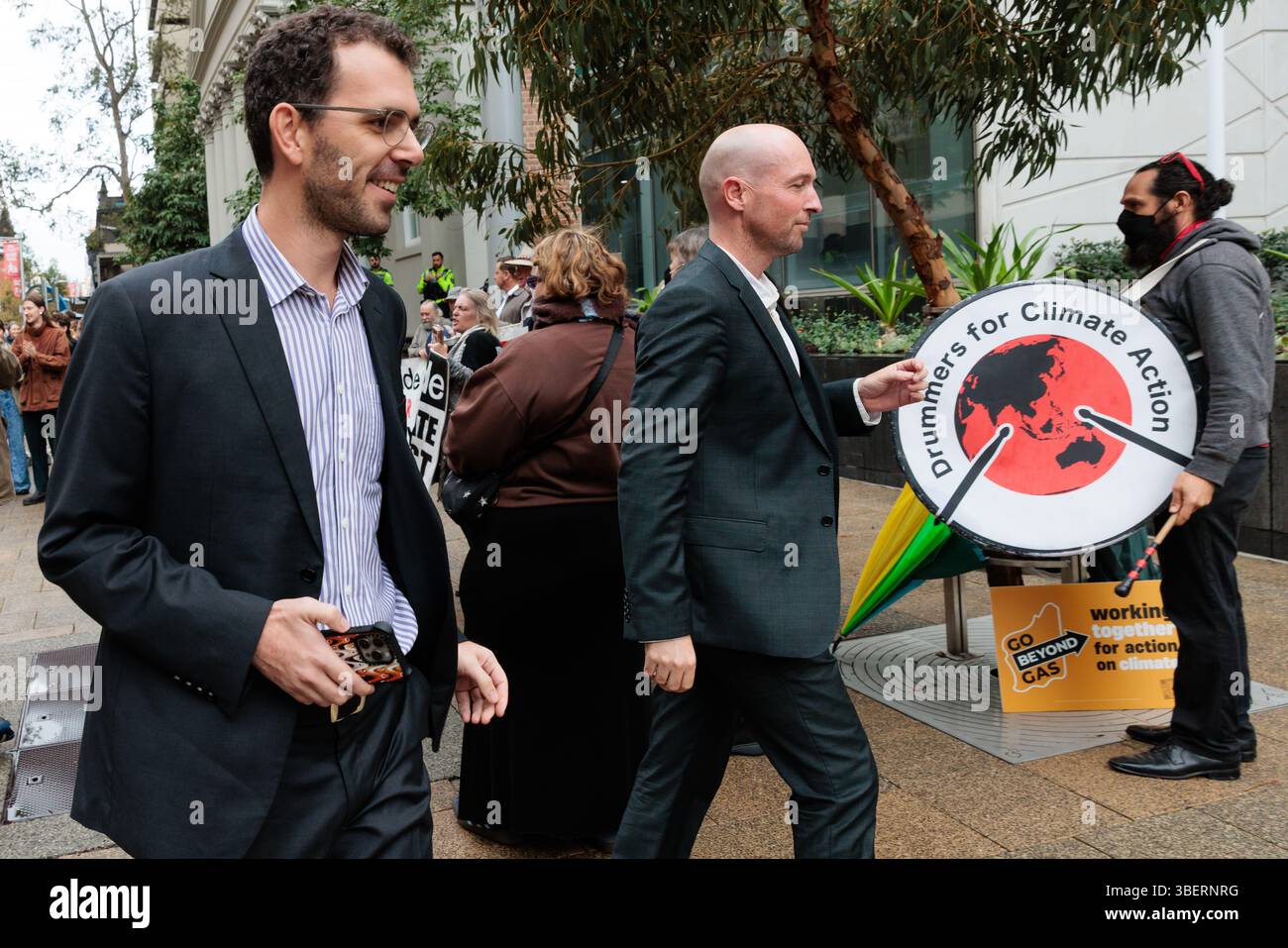 Perth, Australia. 30th May, 2025. Climate activists Jesse Noakes (right ...