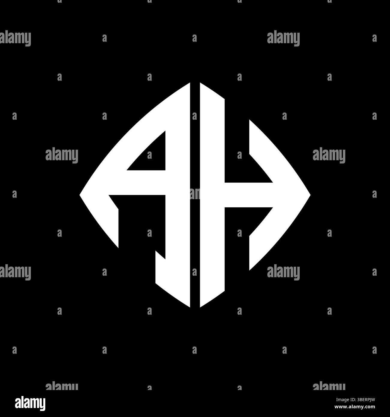 AH Logo initial monogram with geometric modern rectangle rounded style ...