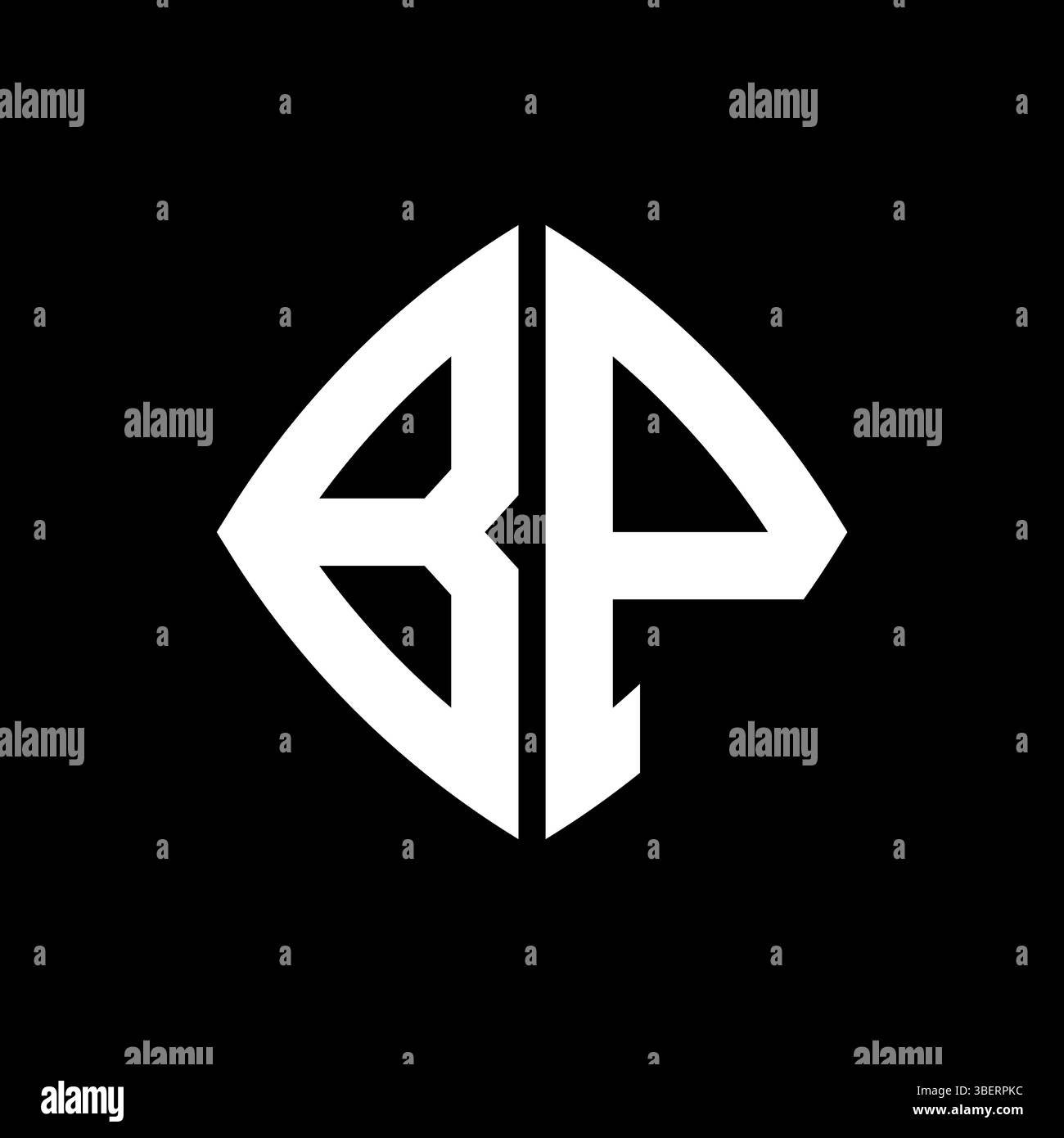 BP Logo initial monogram with geometric modern rectangle rounded style ...