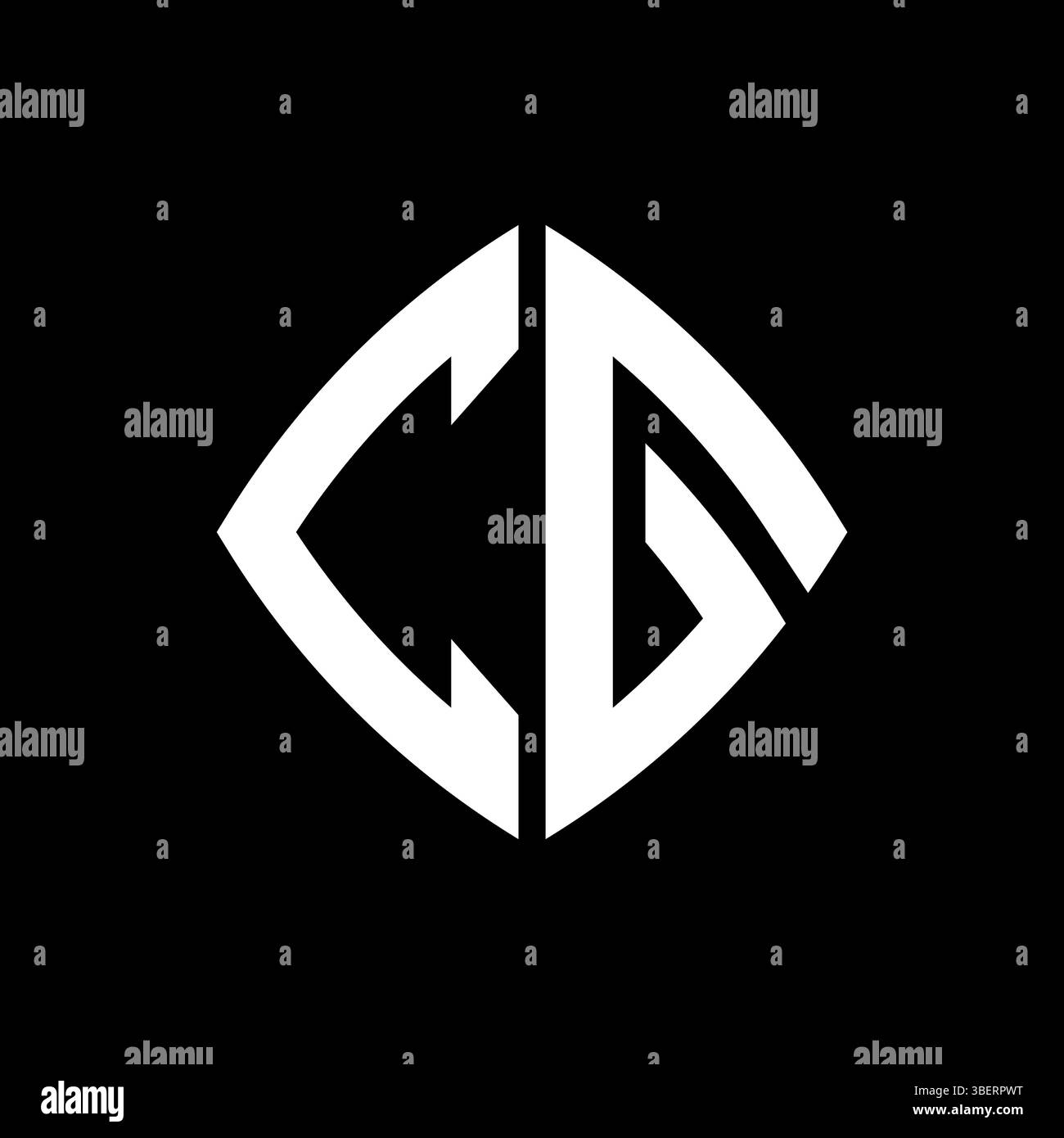 CG Logo initial monogram with geometric modern rectangle rounded style ...