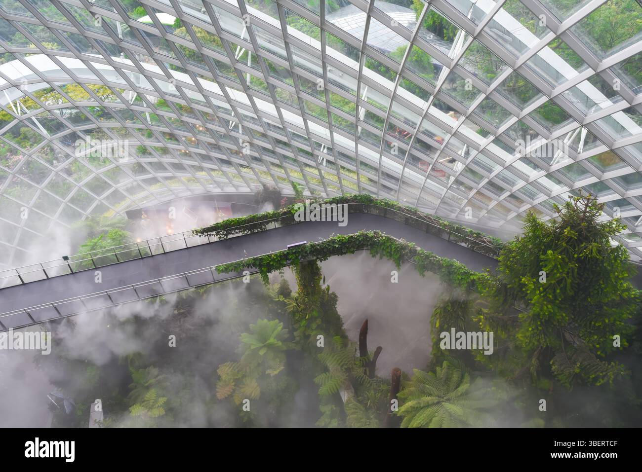 Singapore, Singapore - 4 April 2025: Elevated walkway with lush ...