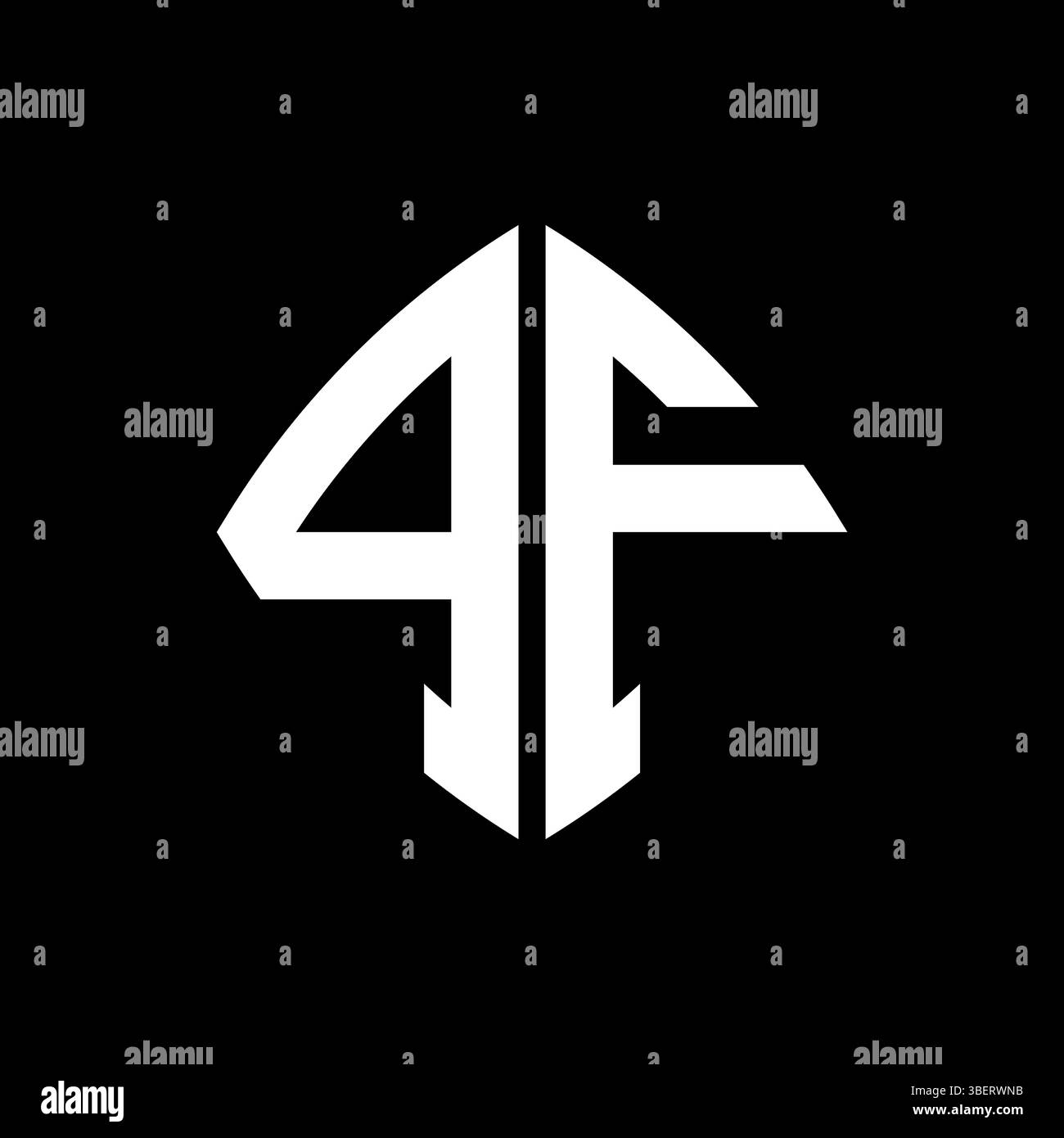 PF Logo initial monogram with geometric modern rectangle rounded style ...