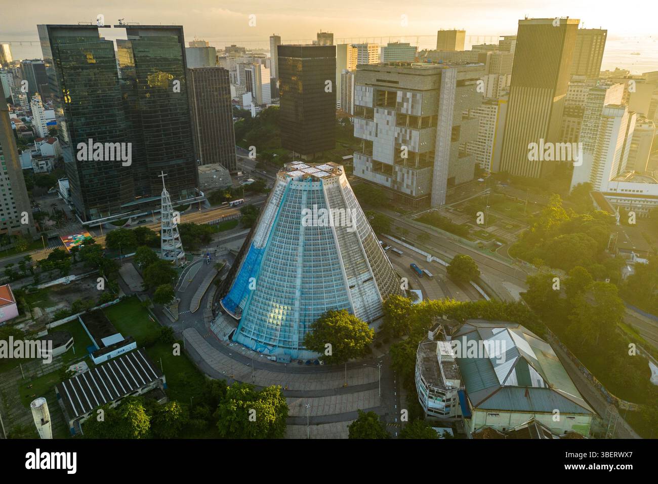 Aerial View of Metropolitan Cathedral of Rio de Janeiro With City View ...