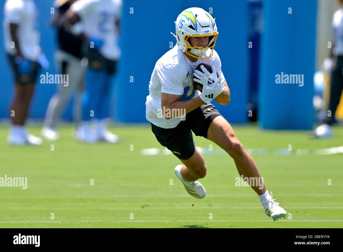 Los Angeles Chargers wide receiver Ladd McConkey participates in drills ...