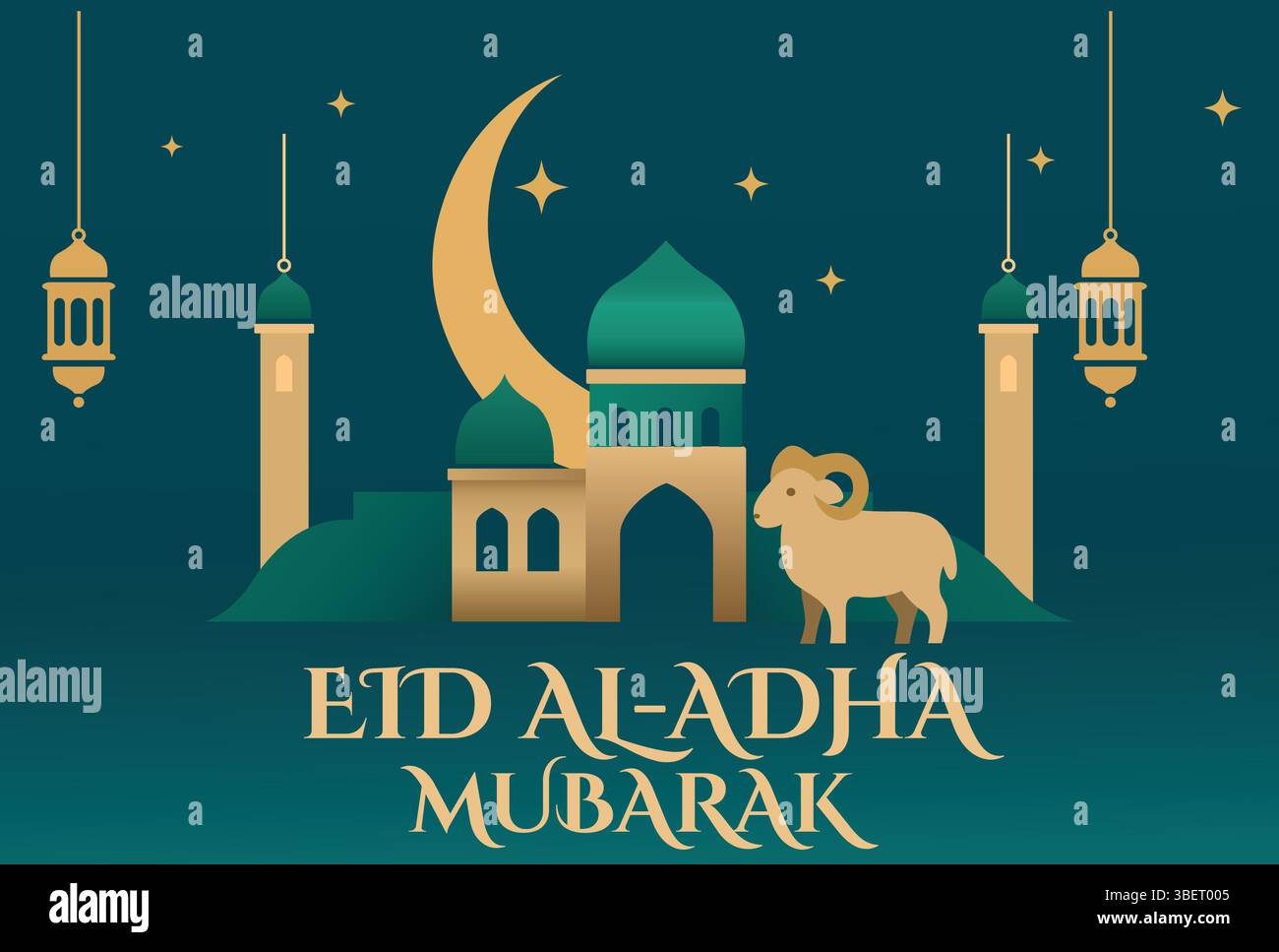 Stylish Eid Mubarak Greeting Card Design Muslim Holiday Kurban Bayram ...