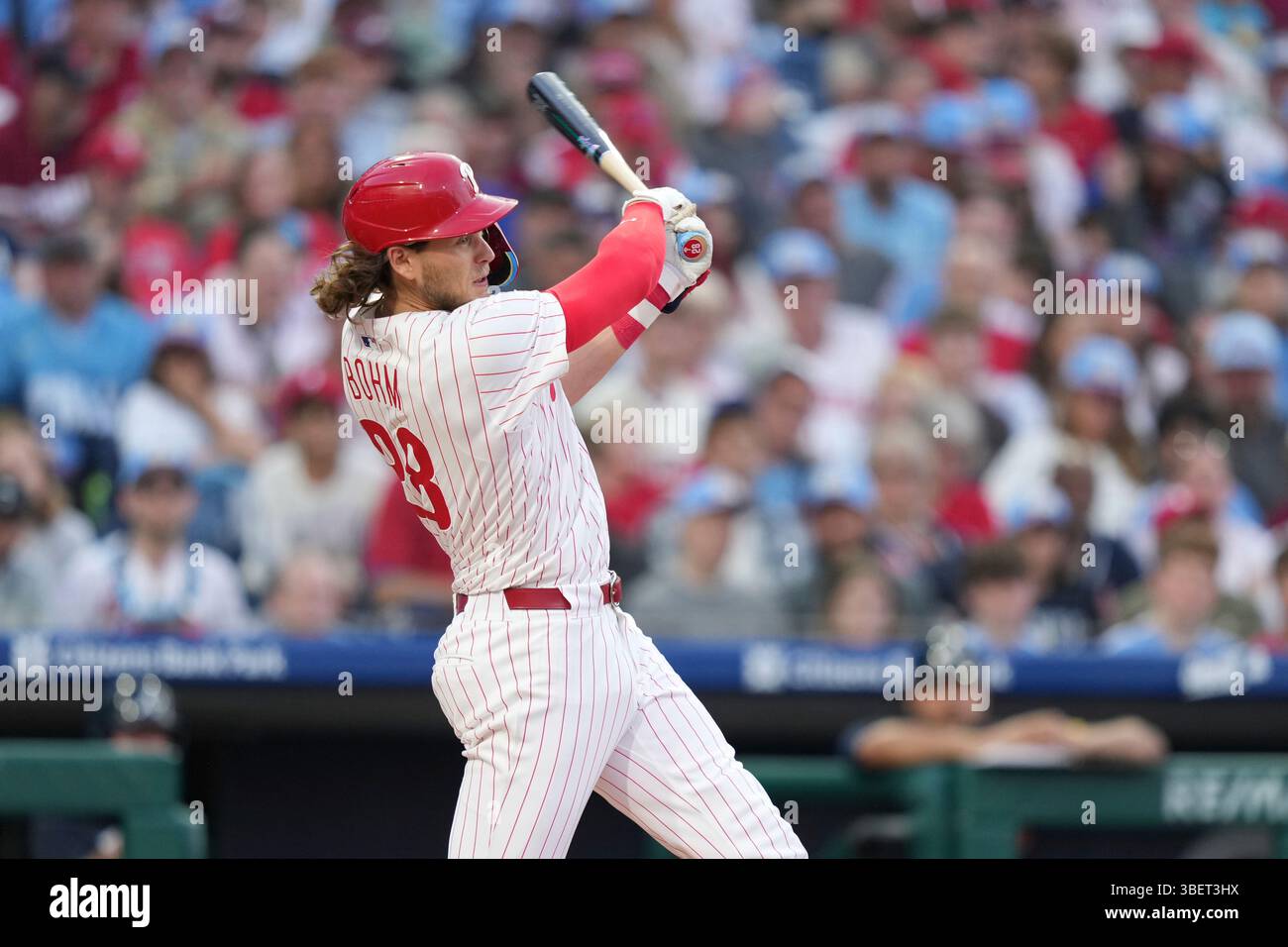 Philadelphia Phillies' Alec Bohm plays during the second baseball game ...