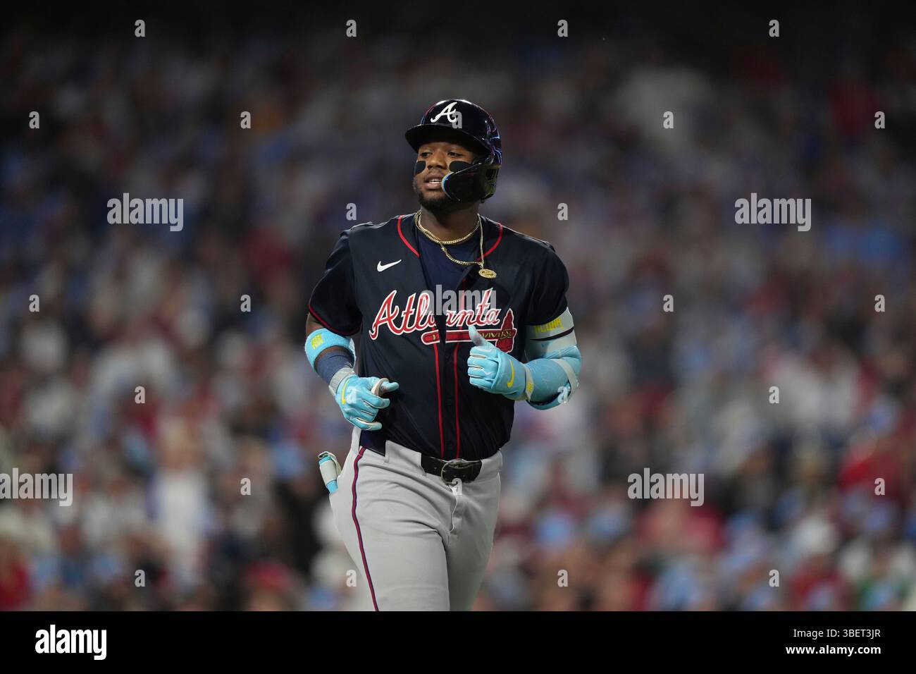 Atlanta Braves' Ronald Acuña Jr. plays during the second baseball game ...