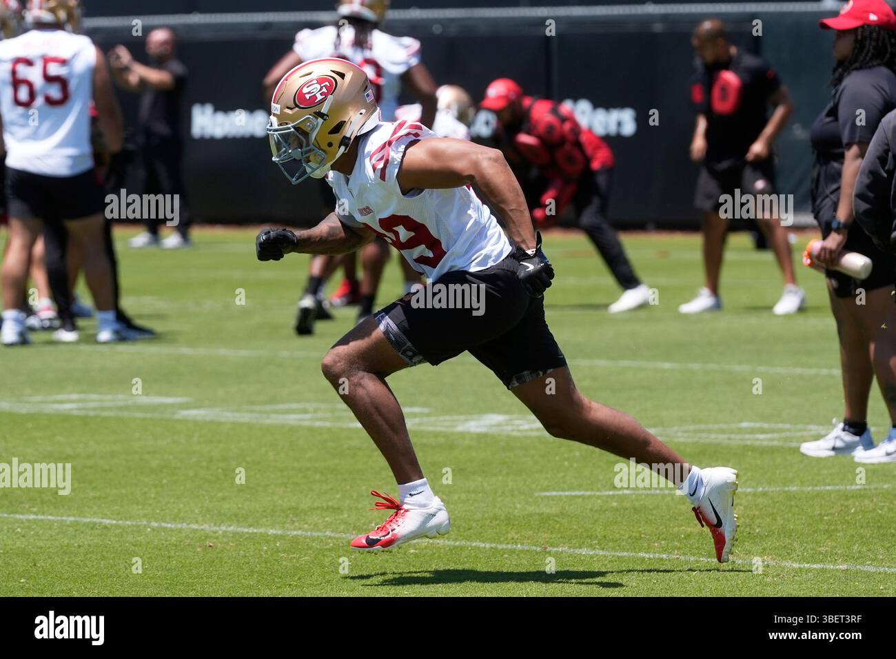 San Francisco 49ers cornerback Jakob Robinson runs during NFL football ...