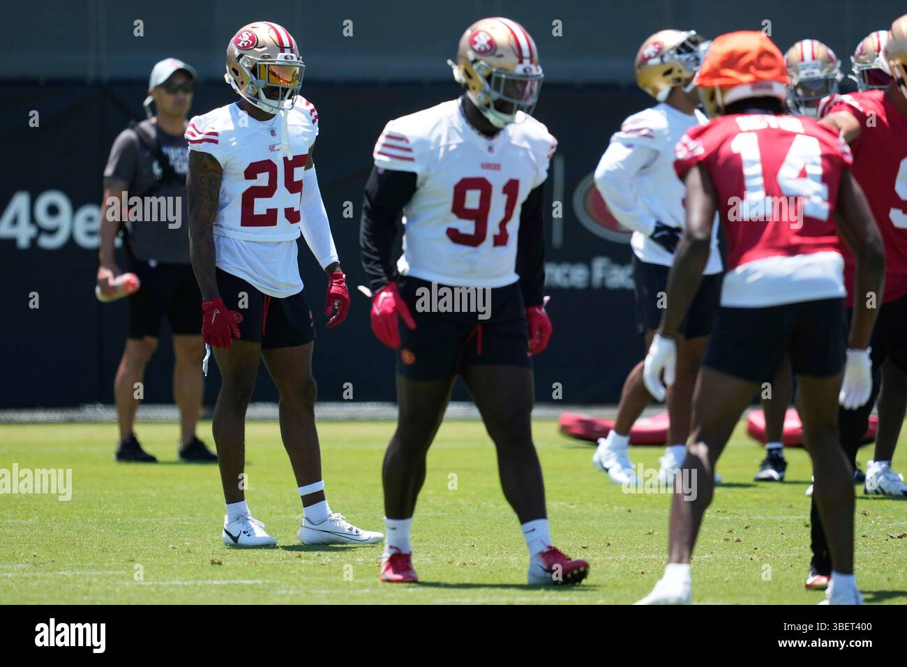 San Francisco 49ers safety Jason Pinnock (25) and defensive tackle Sam ...