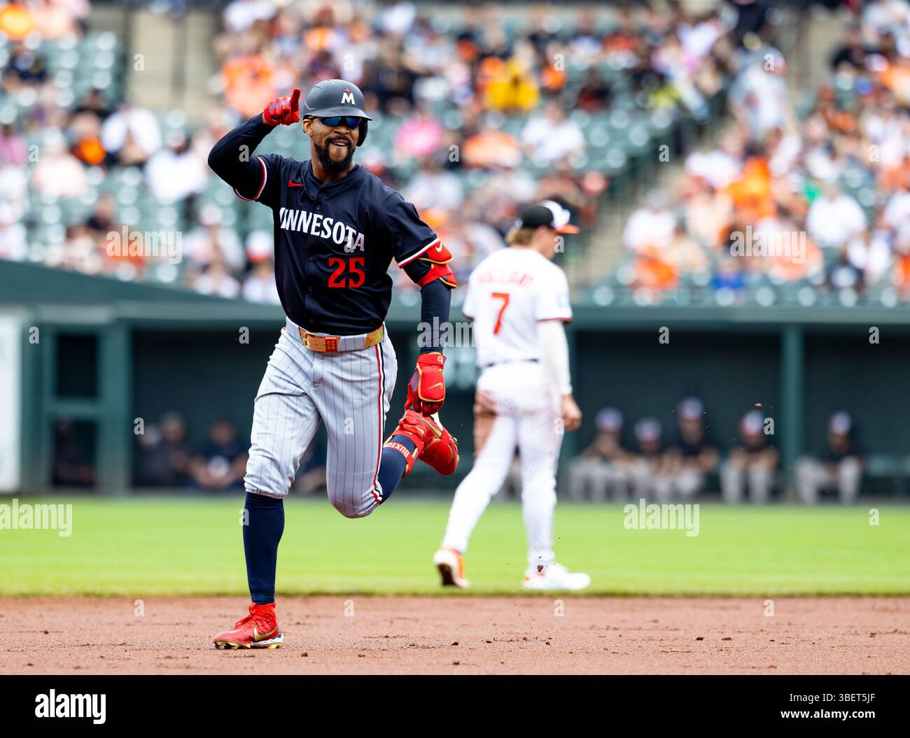 Minnesota Twins Byron Buxton rounds the bases after hitting a home run ...