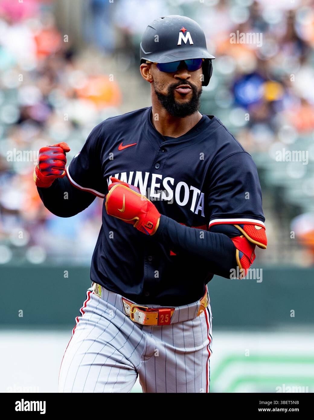 Minnesota Twins Byron Buxton rounds the bases after hitting a home run ...