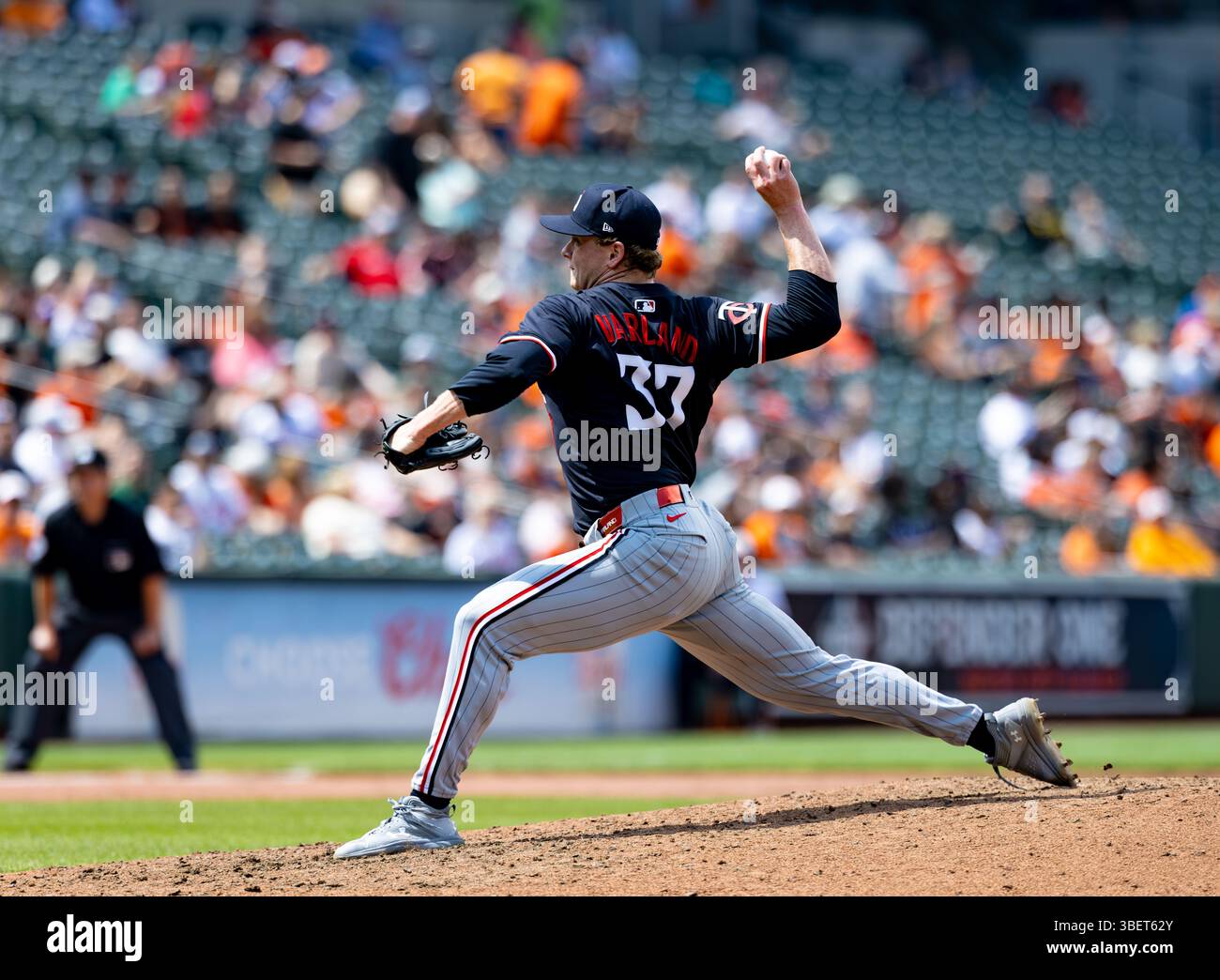 Minnesota Twins relief pitcher Louis Varland on the mound against the ...