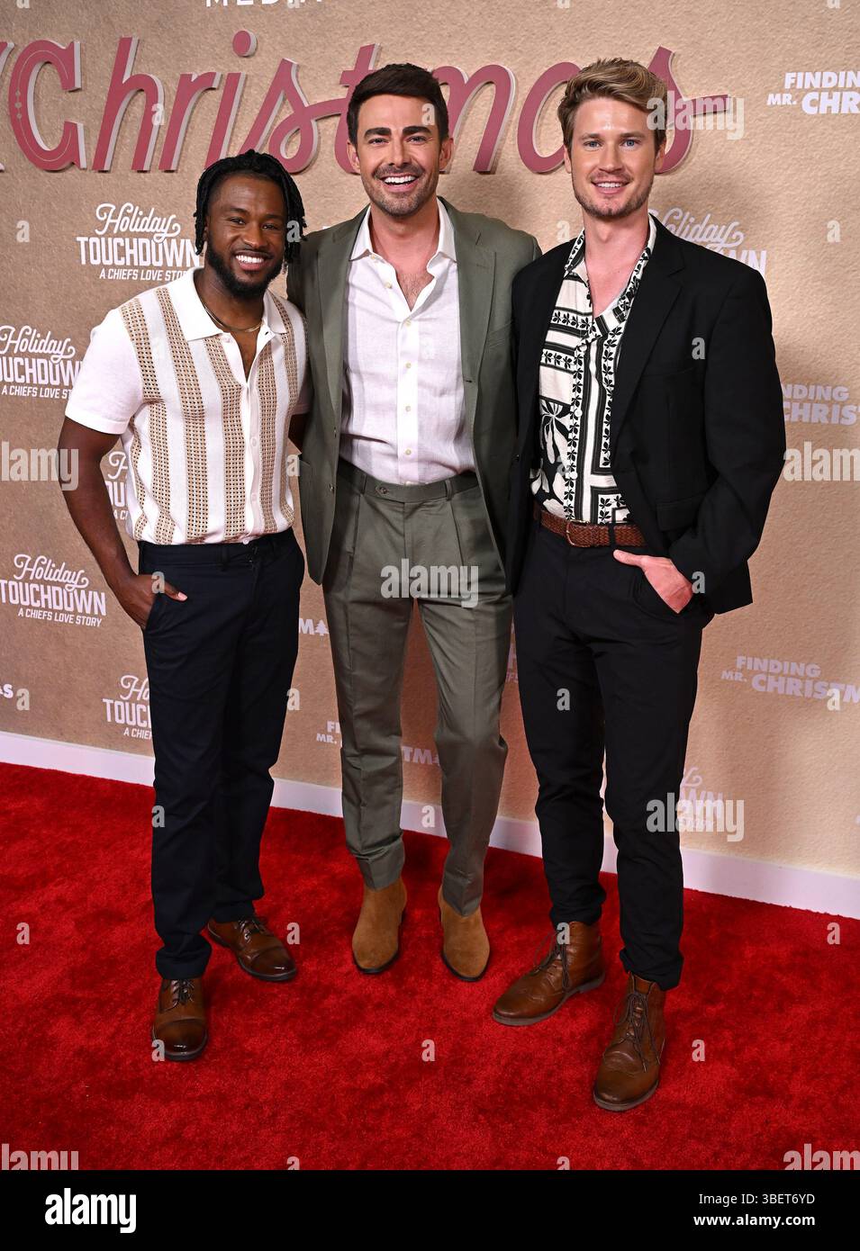 Elijah Malcomb, Jonathan Bennett and Hayden Maher arriving to Hallmark ...