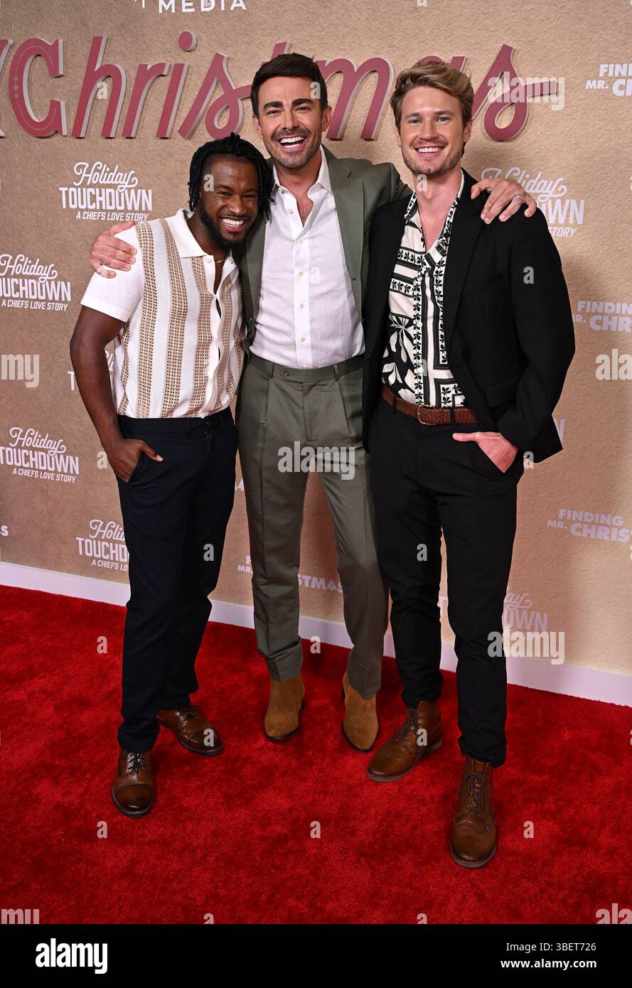 Elijah Malcomb, Jonathan Bennett and Hayden Maher arriving to Hallmark ...