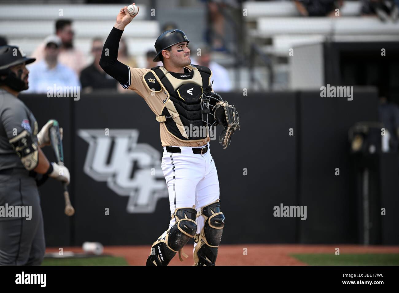 Central Florida catcher Dylan King during an NCAA college baseball game ...