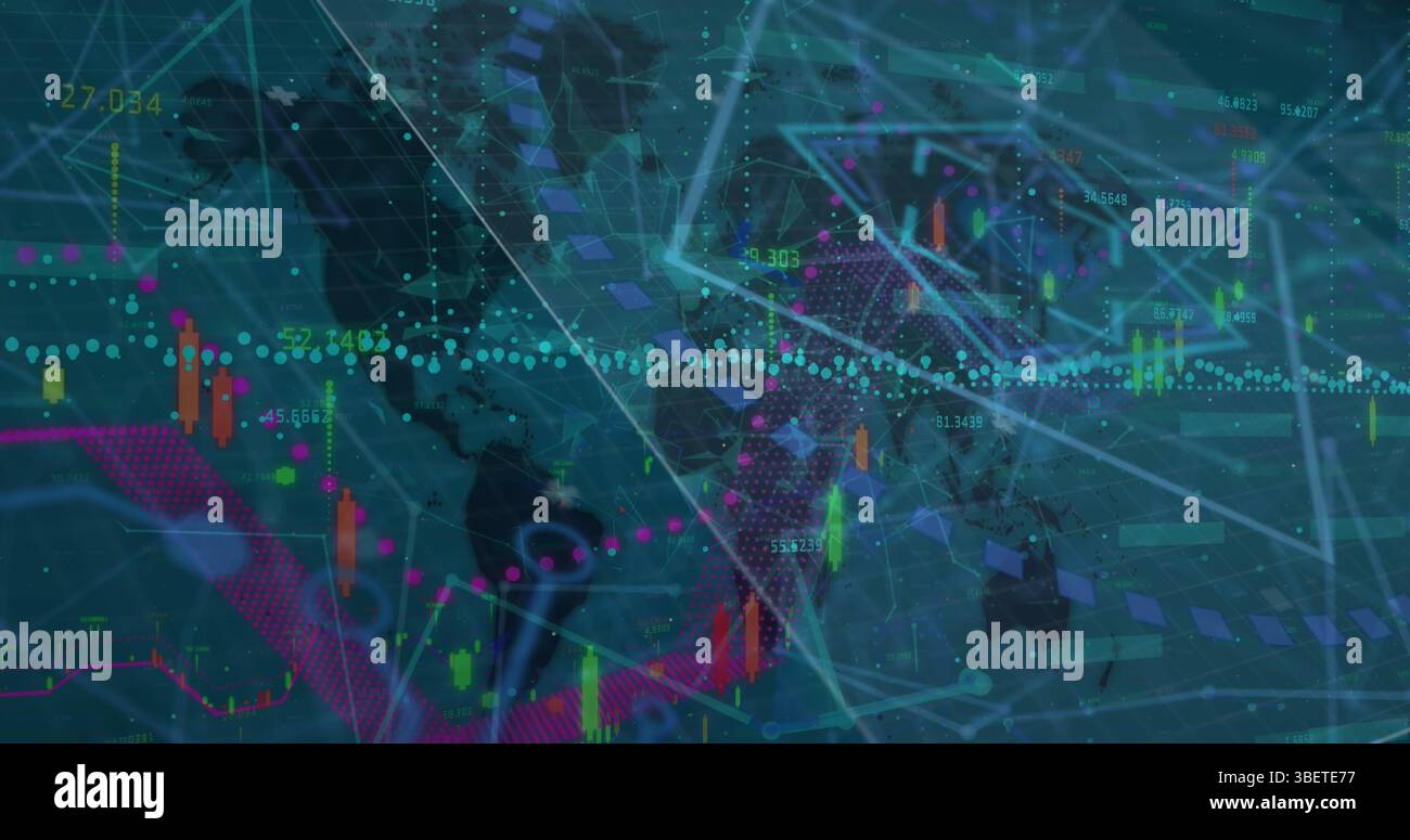 Plexus networks over world map hi-res stock photography and images - Alamy