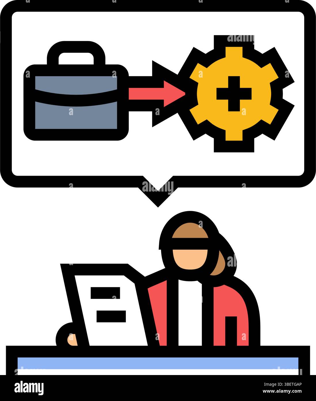 administrative tasks office assistant color icon vector illustration ...