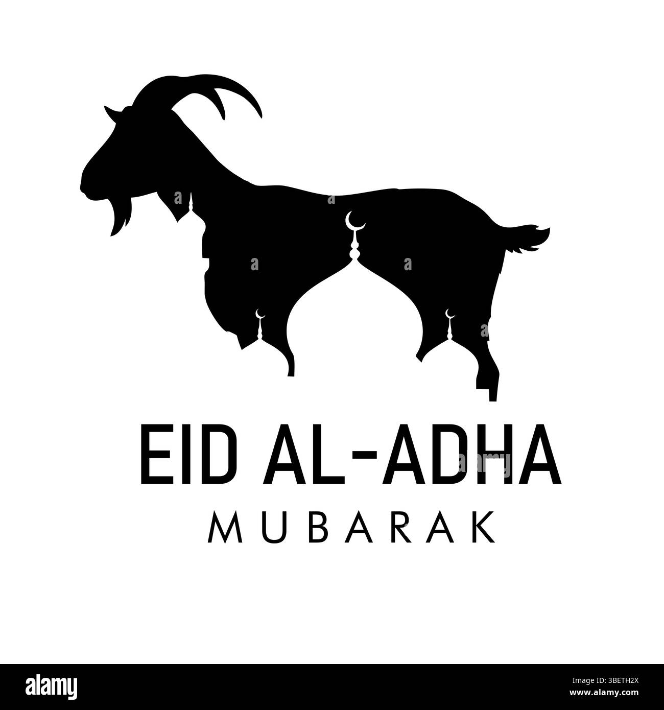 Eid al-Adha Mubarak Greeting Vector | Islamic Festival Design on White Background Stock Vector ...