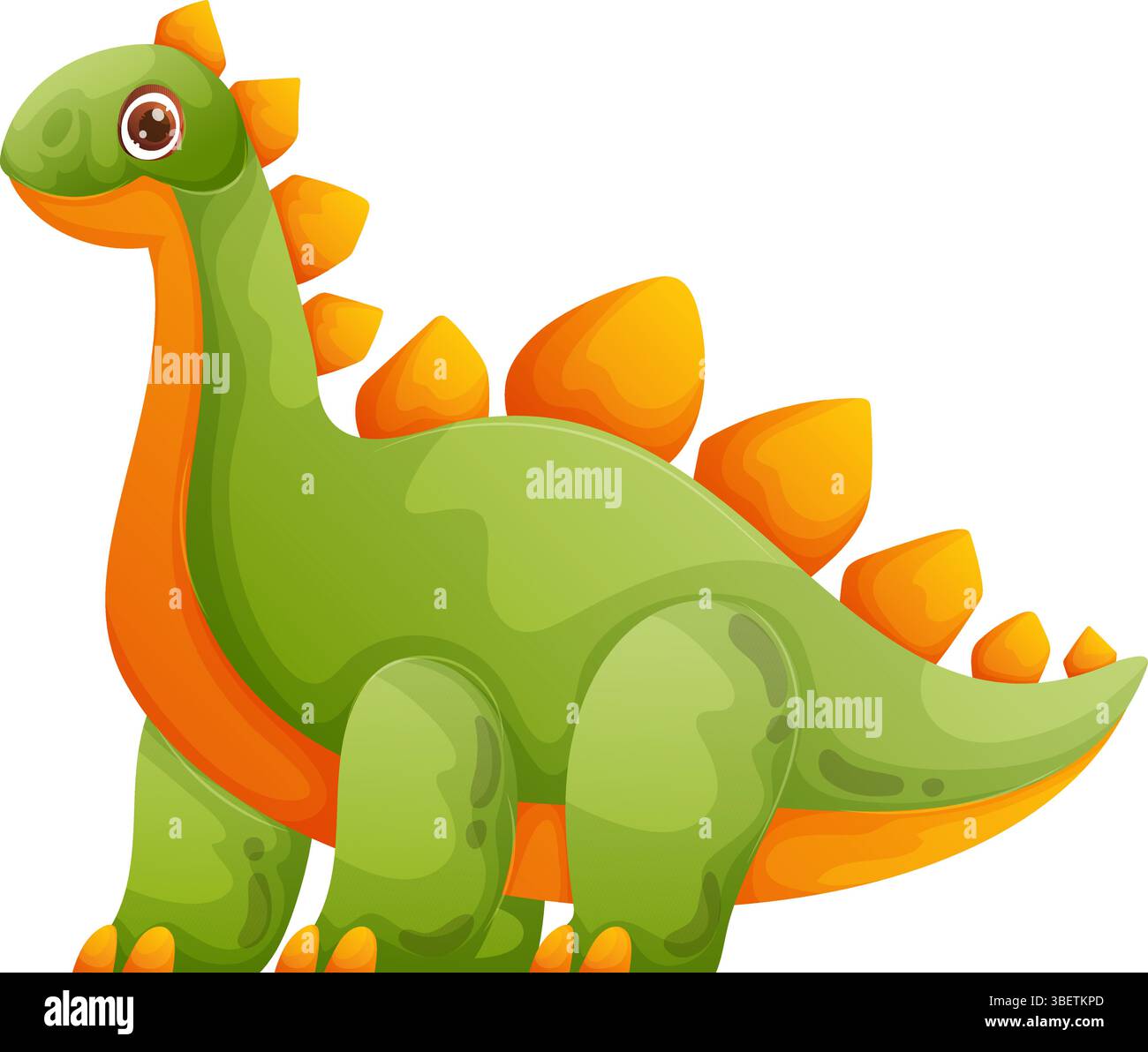 Adorable cartoon illustration of a friendly green Stegosaurus with ...