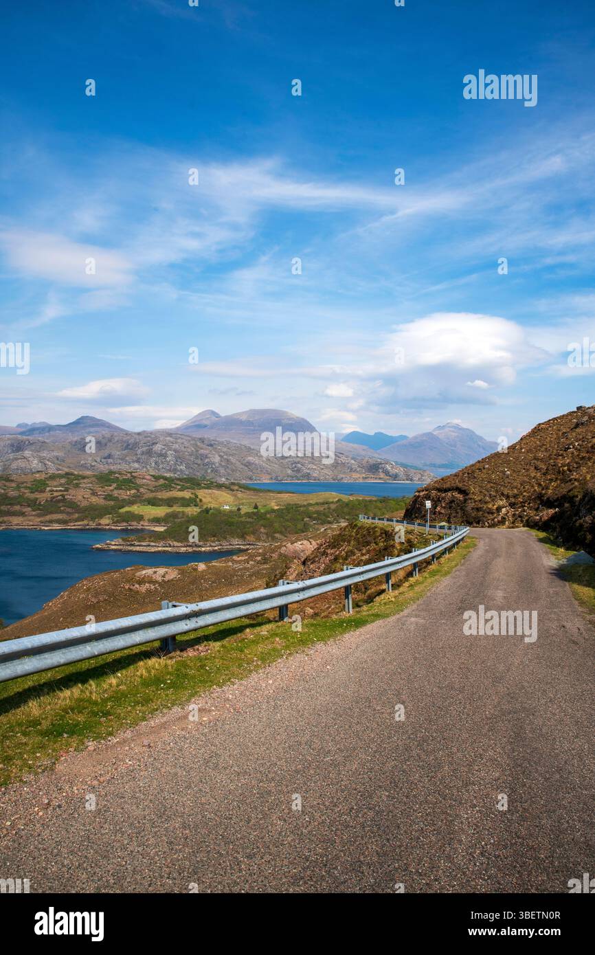 Scenic stretch of the NC500 between Applecross and Shieldaig—winding ...