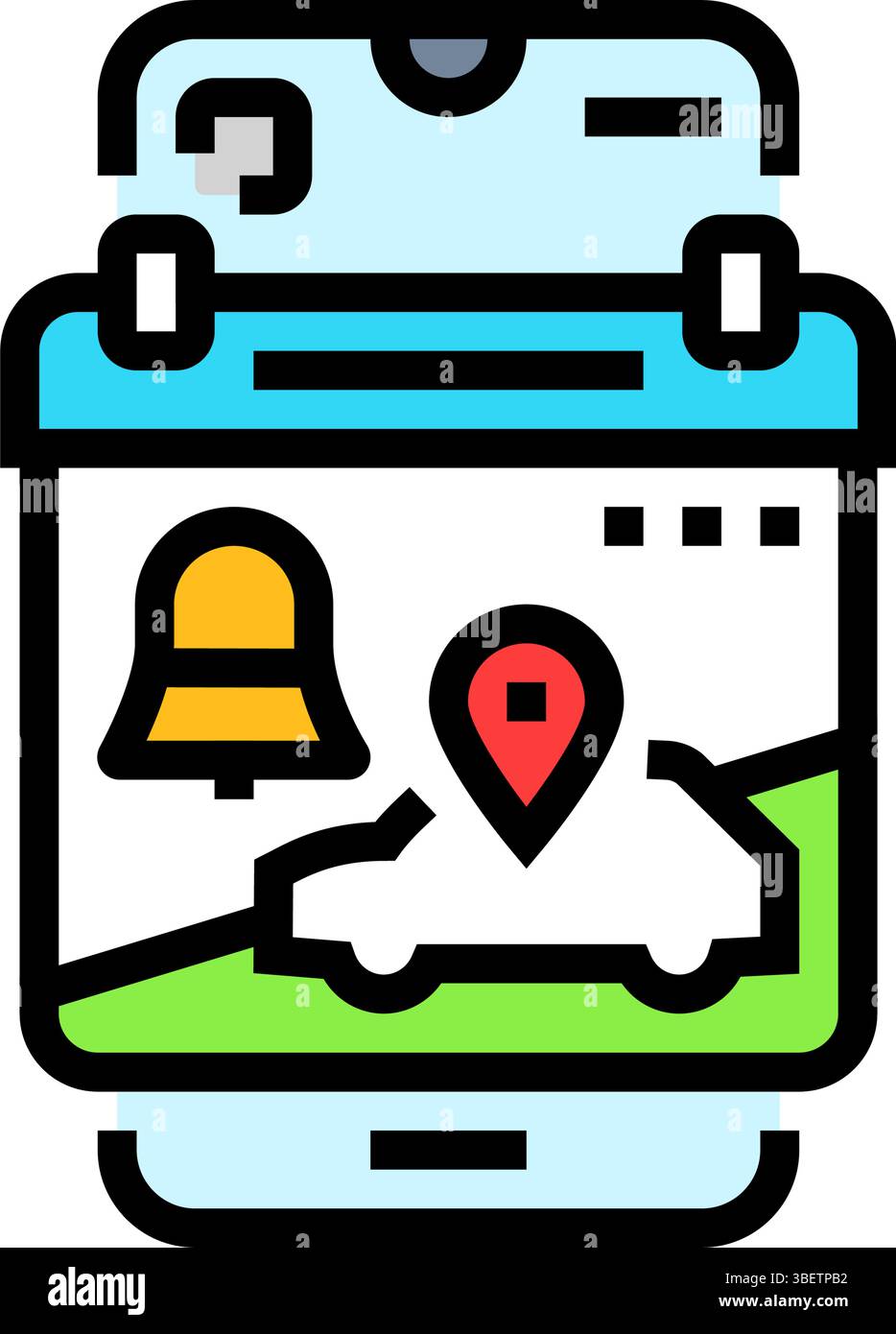 reservation reminder car share service color icon vector illustration ...