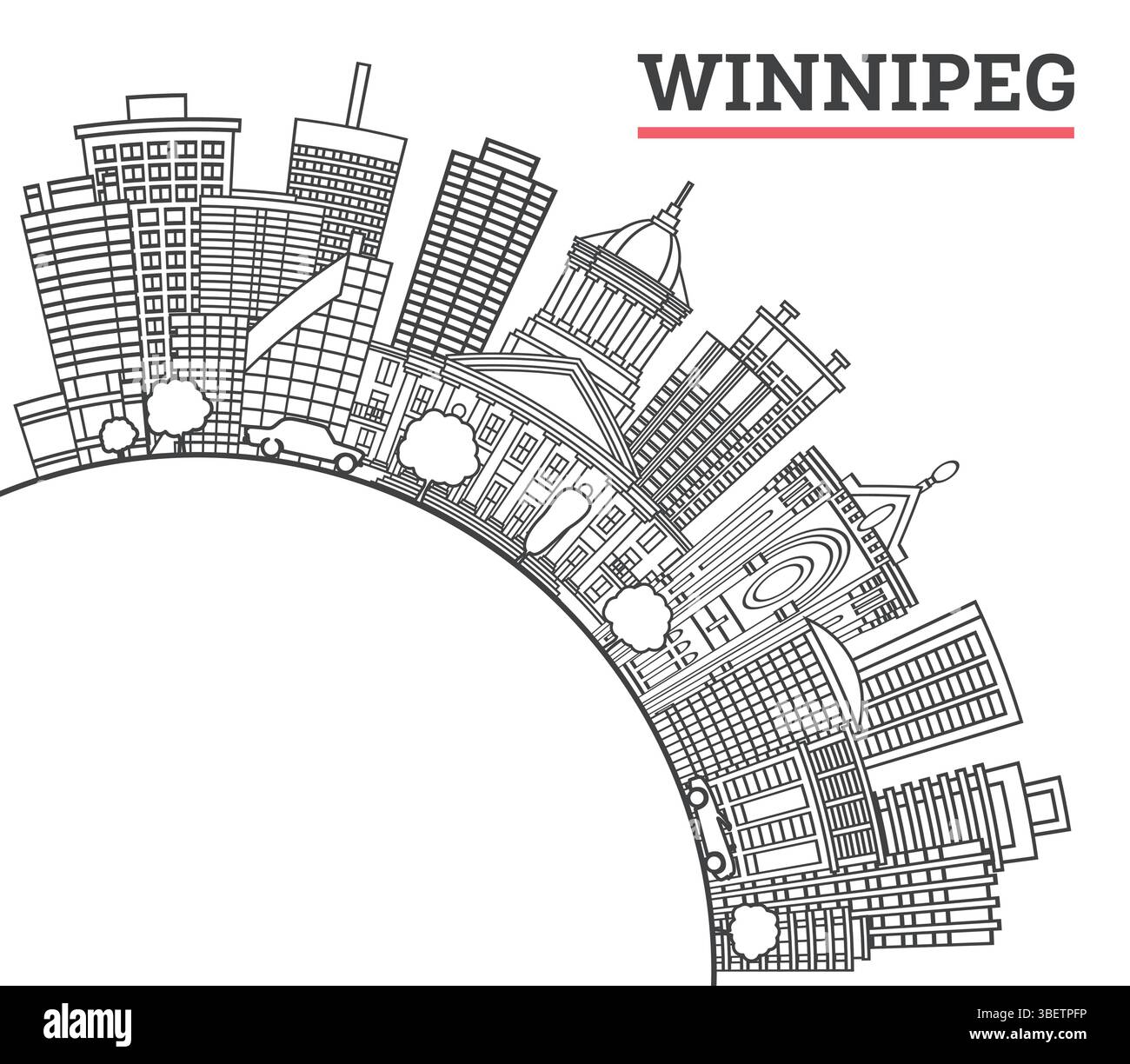 Outline Winnipeg Canada City Skyline with Modern Buildings and copy ...