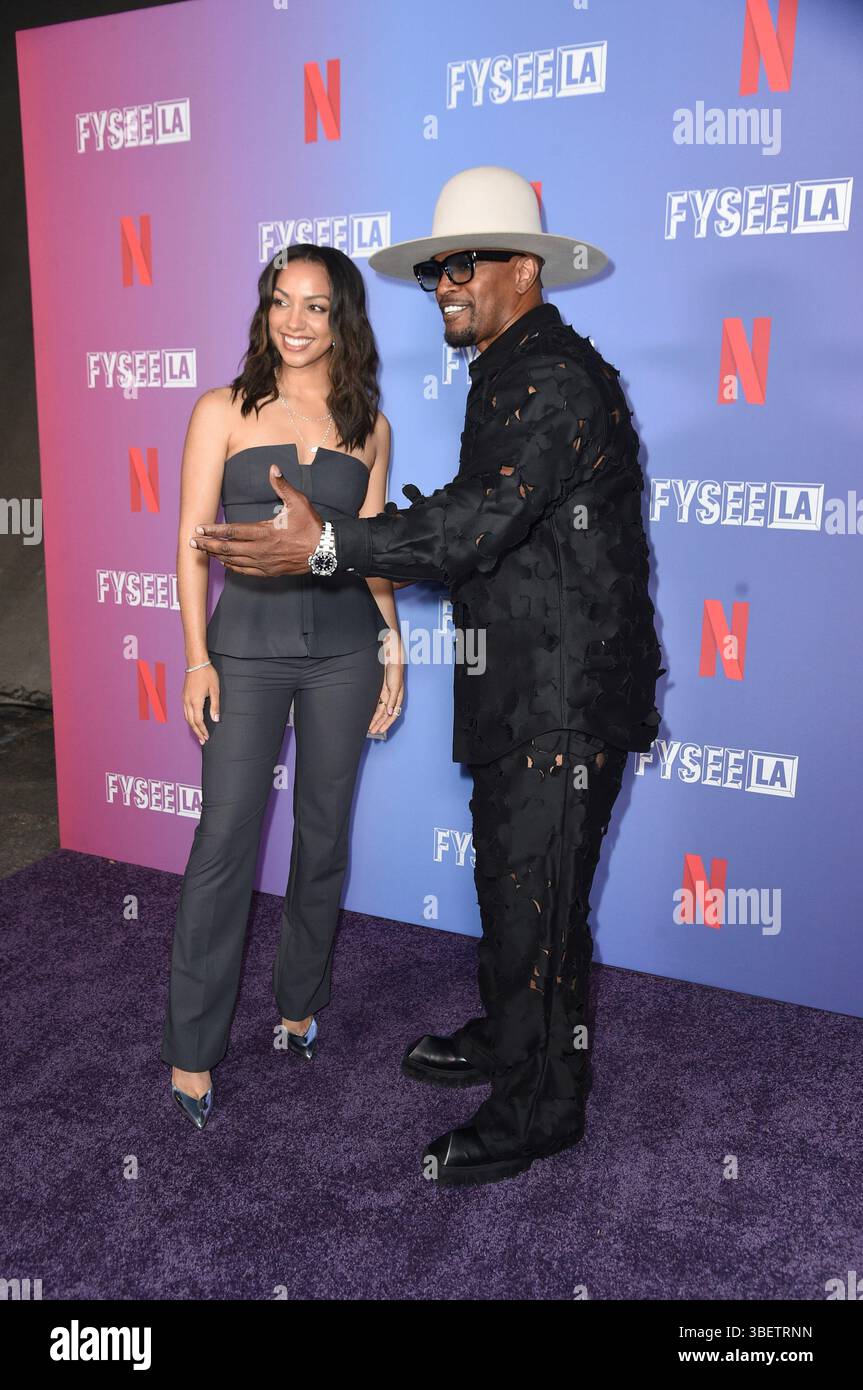 Corinne Foxx, left, and Jamie Foxx arrive at the FYSEE LA Comedy Night ...