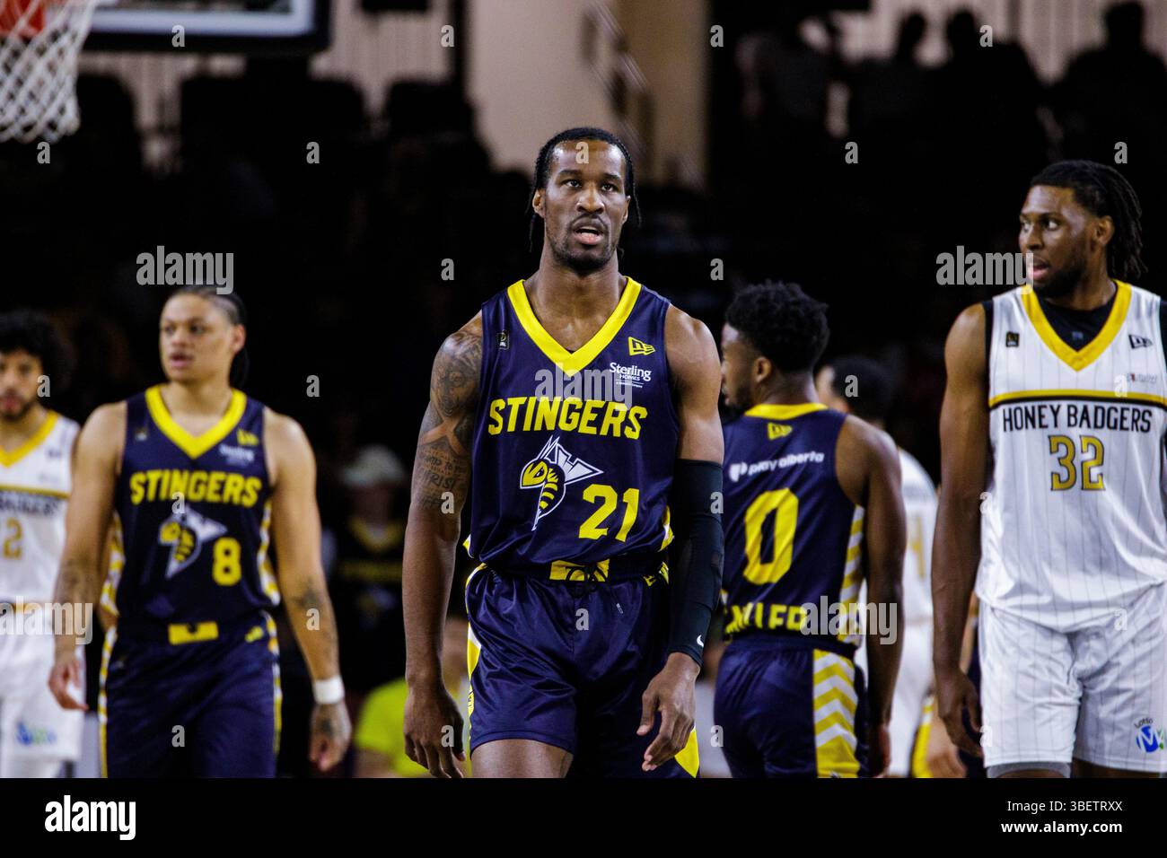 Cameron Mcgriff (21) enters the game during the Edmonton Stingers ...
