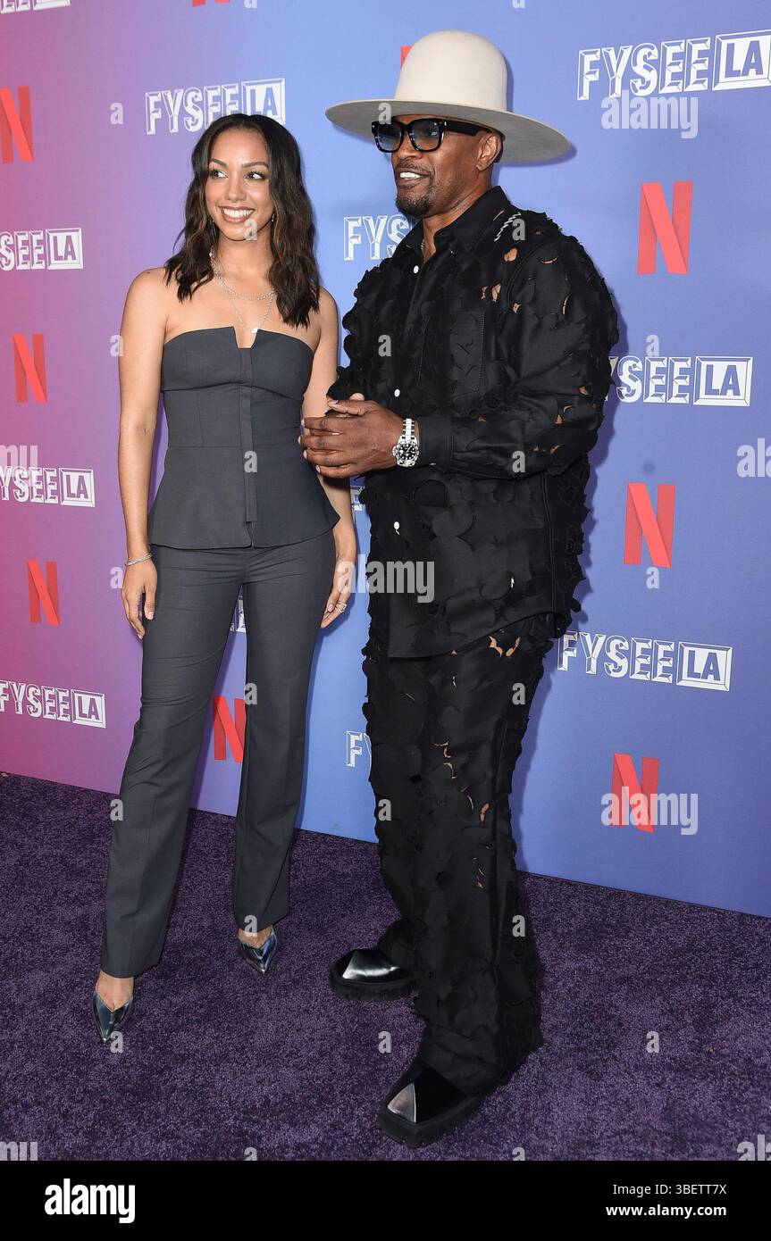 Corinne Foxx, left, and Jamie Foxx arrive at the FYSEE LA Comedy Night ...