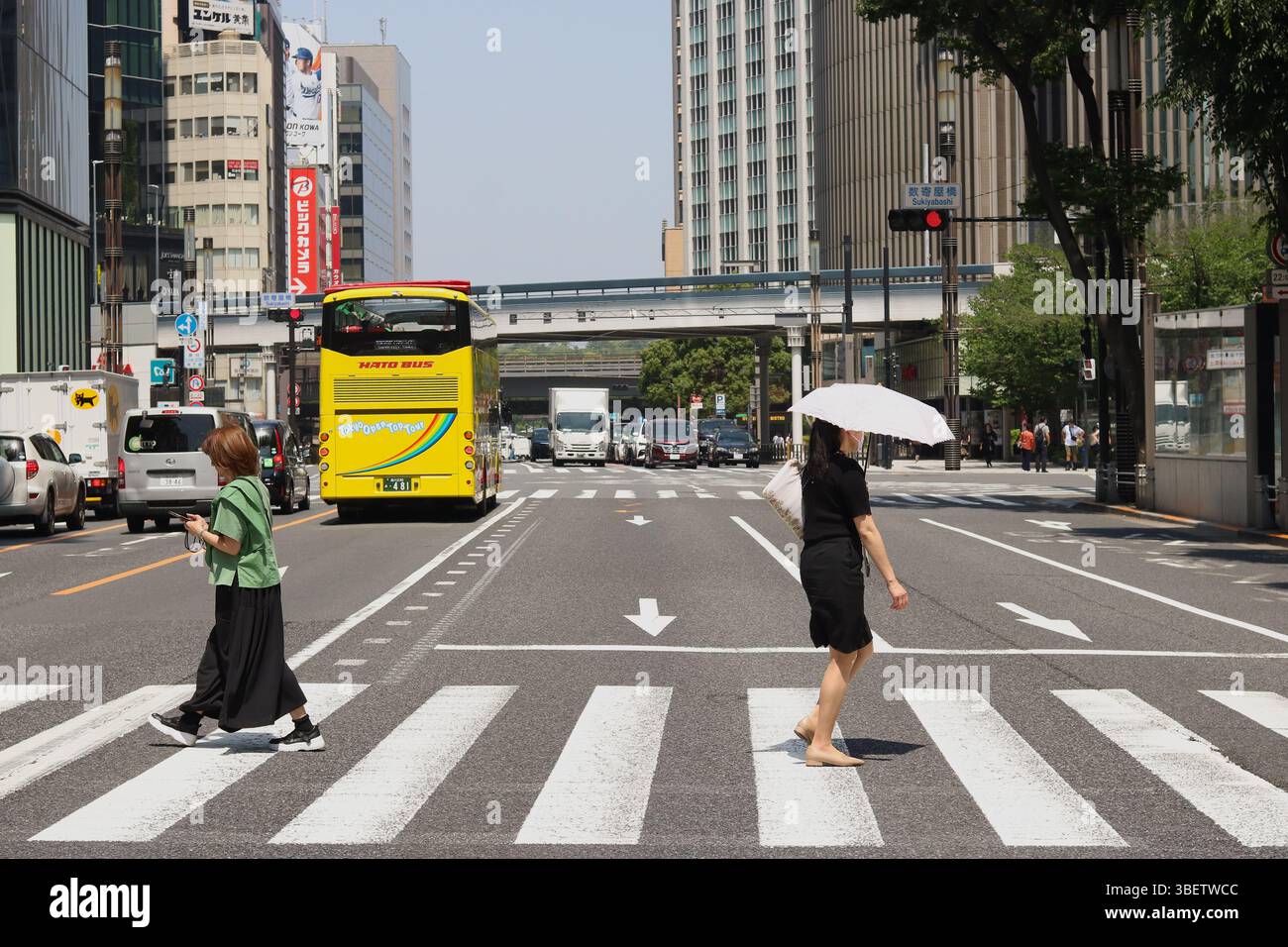 TOKYO, JAPAN - May 20, 2025: People crossing a street in Ginza on a ...